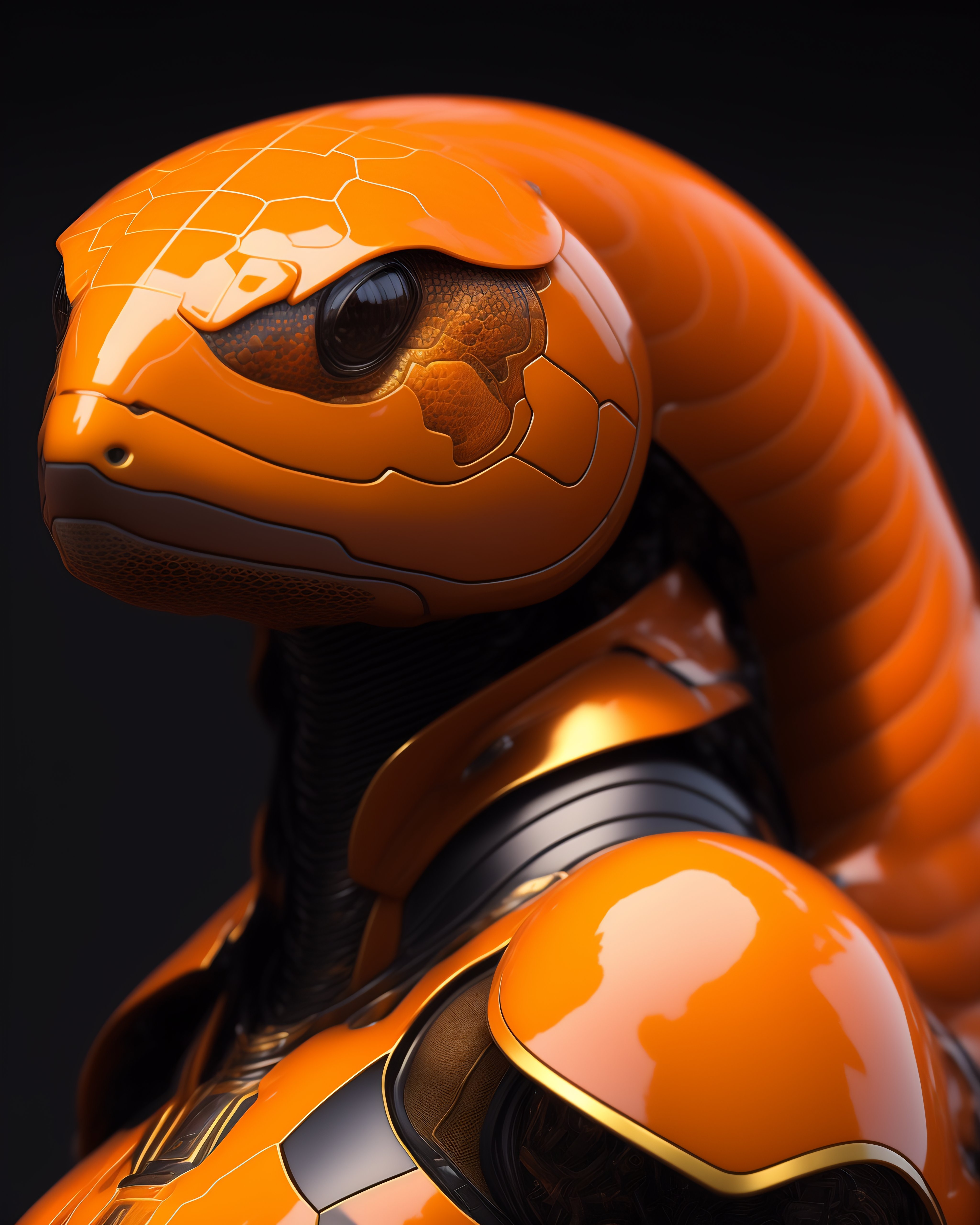 Lexica - Portrait of a cybernetic orange snake a spiritual full body ...