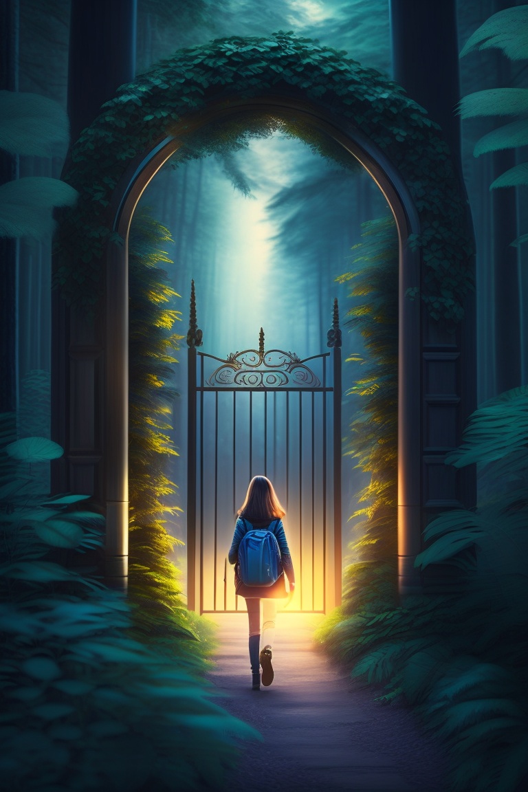 Lexica - Girl walking gate in the forest, photo realistic, super ...