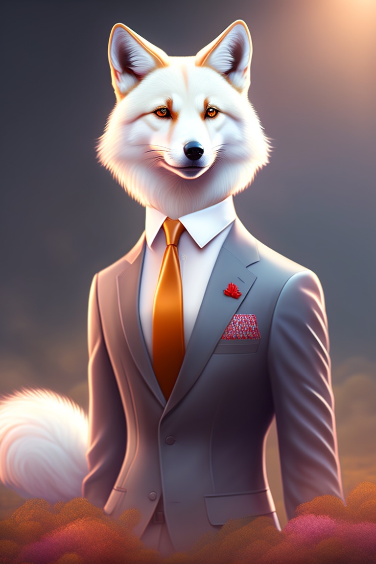 Lexica - Avatar image,Anthropomorphic japanese white fox fox in a the ...