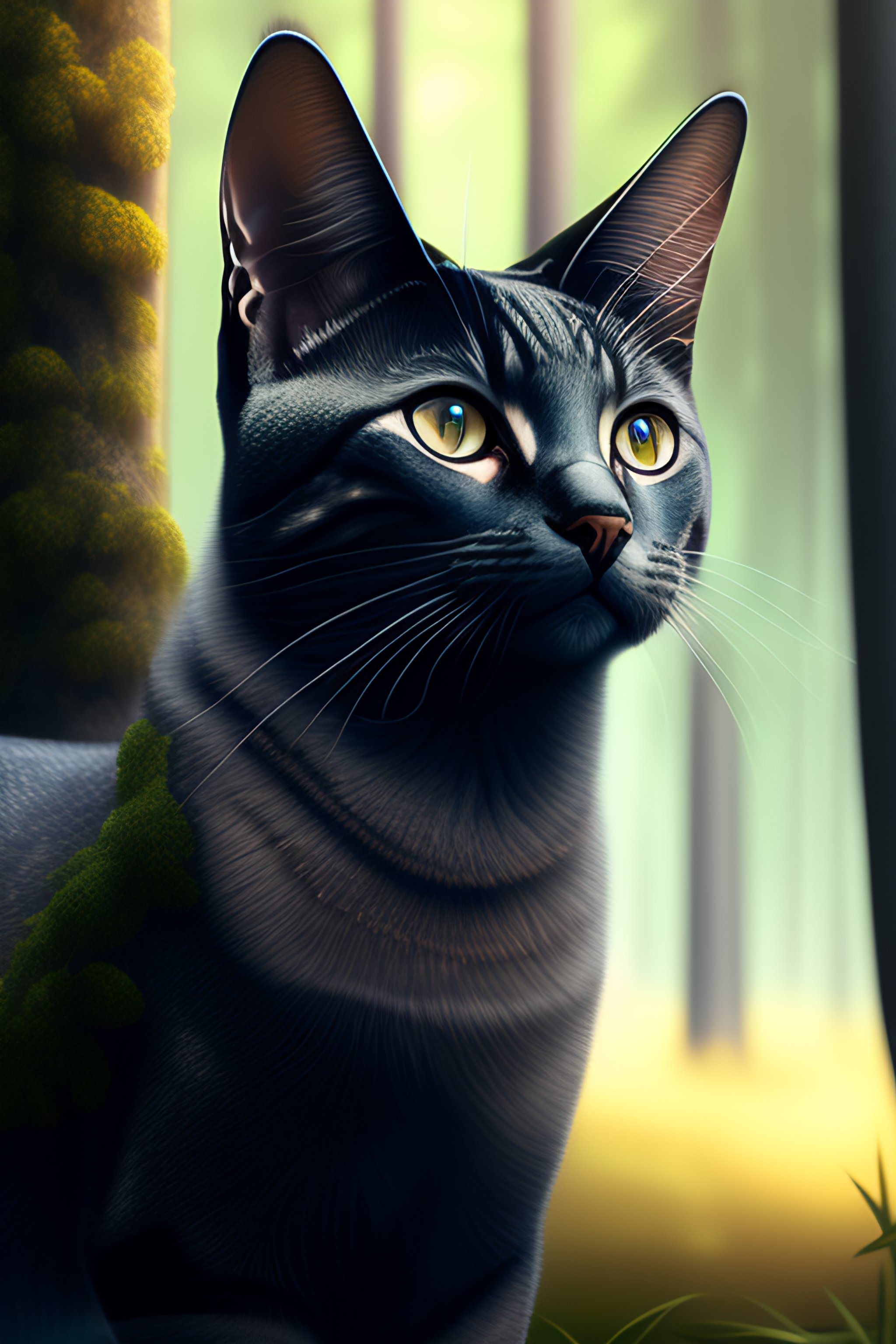 Lexica - Artificial intelligence a havana grey cat wearing , forest in ...