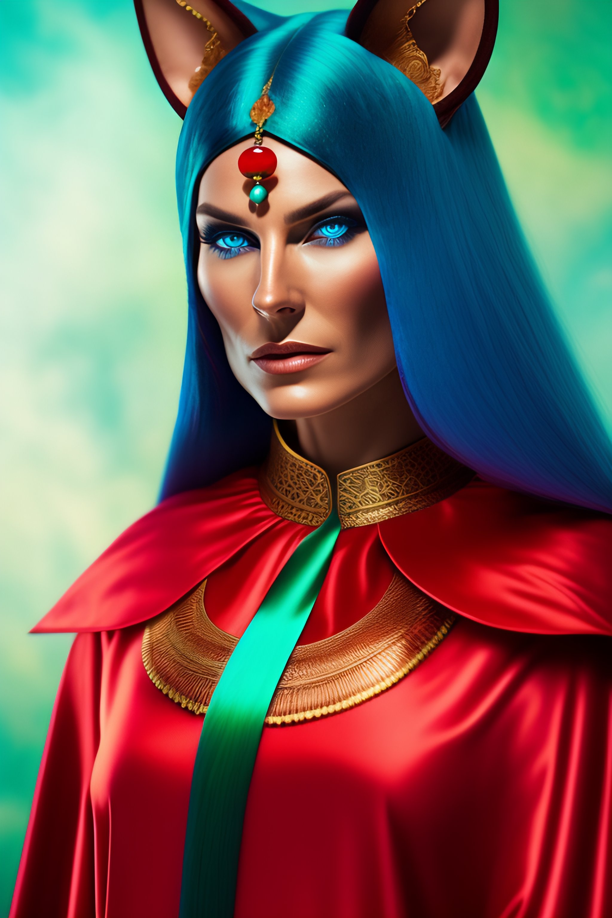 Lexica - A portrait photo of a red skin humanoïd, female, with cat ears ...