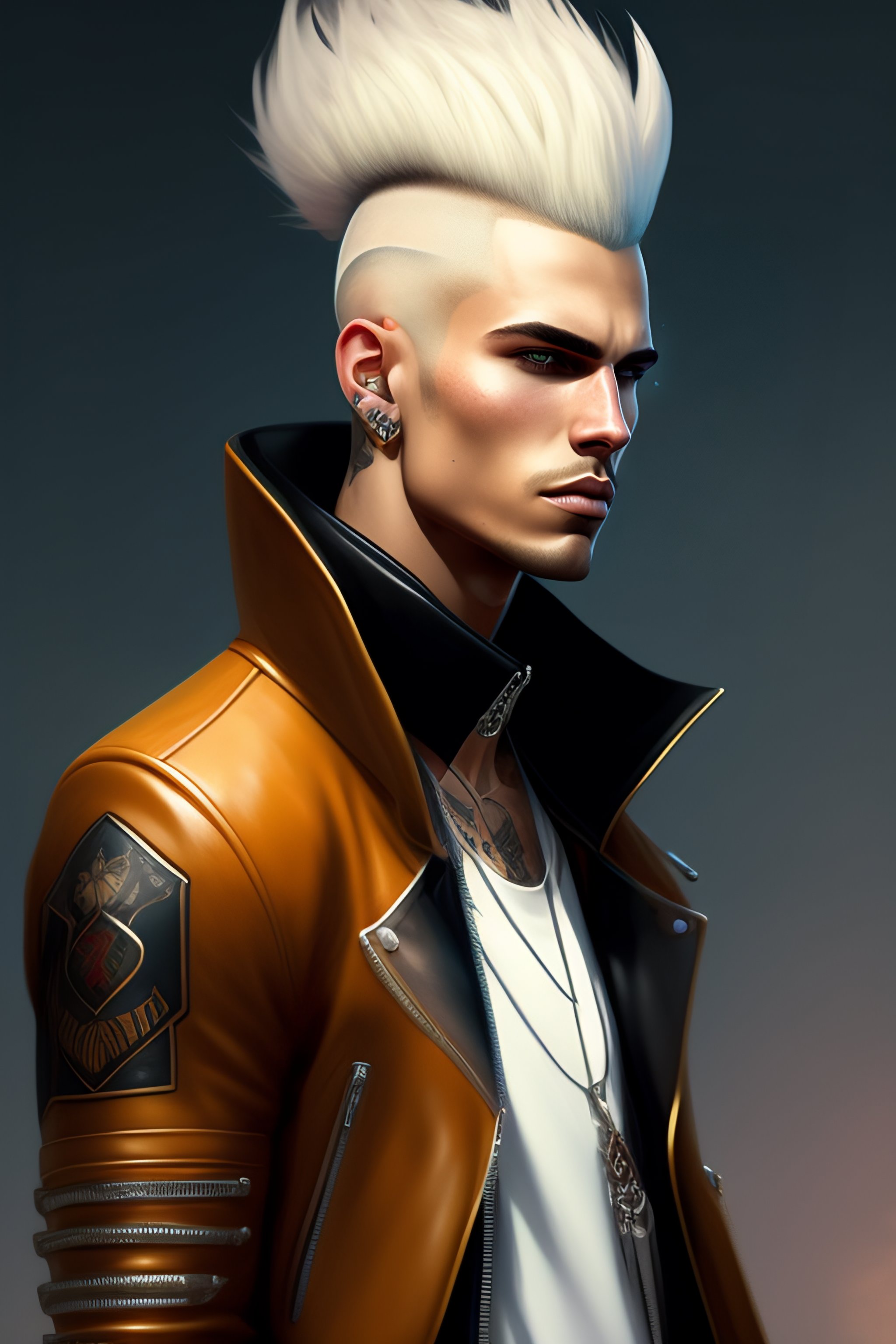 Lexica - Realistic portrait of a white young male punk rocker, shaved ...