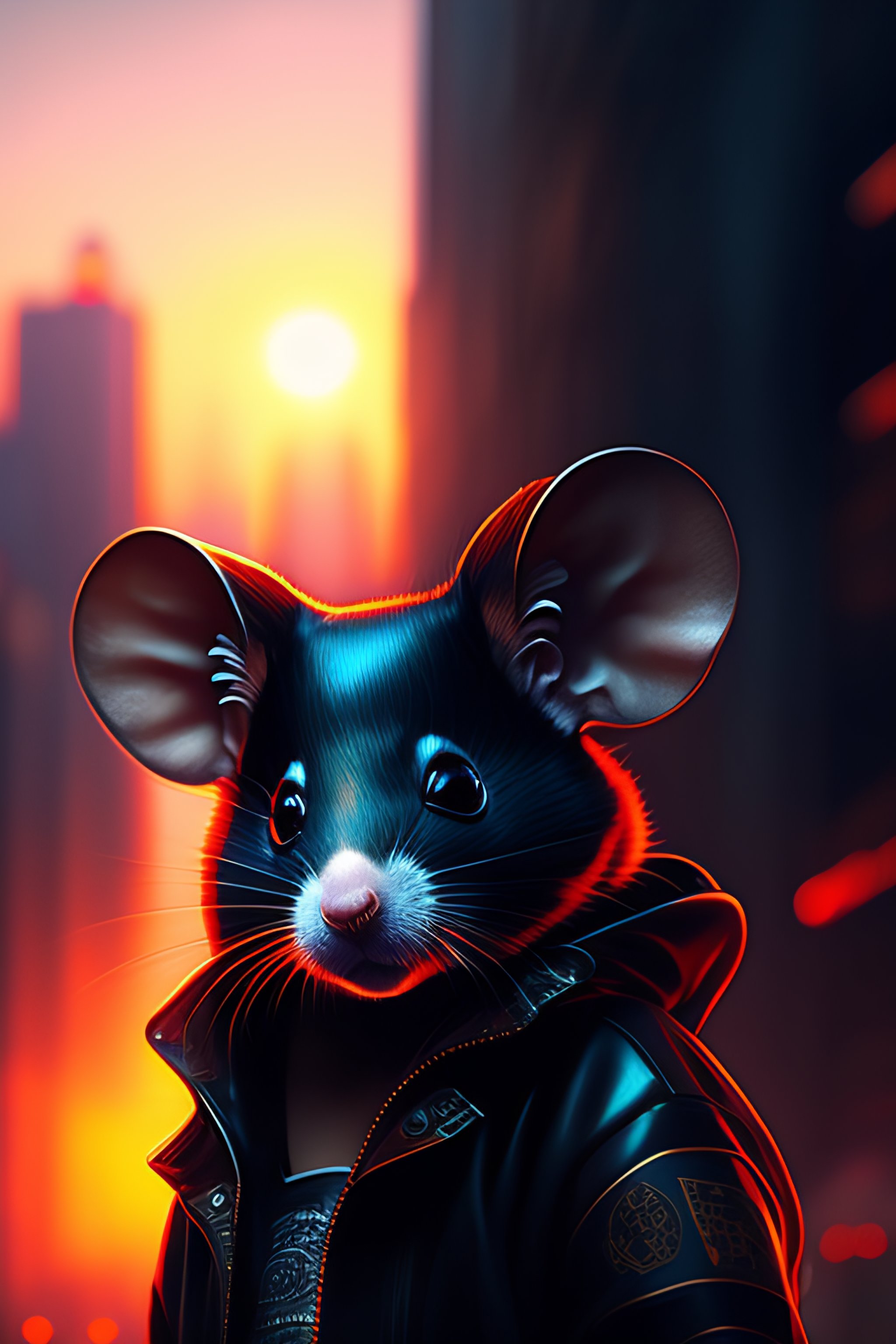 Lexica - Cyberpunk mouse on a rollerball mirror eye implants, black ...