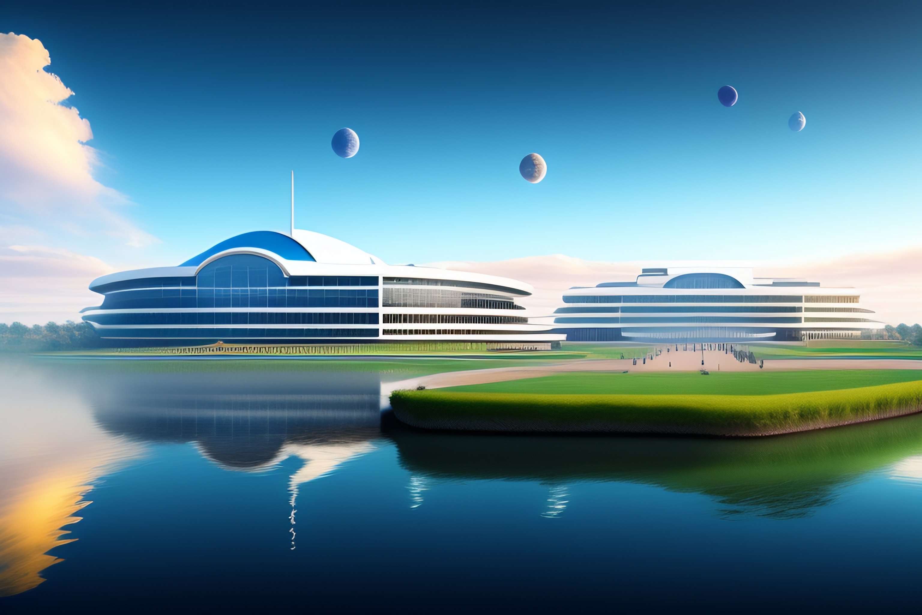 Lexica - A University floating high in the air in space