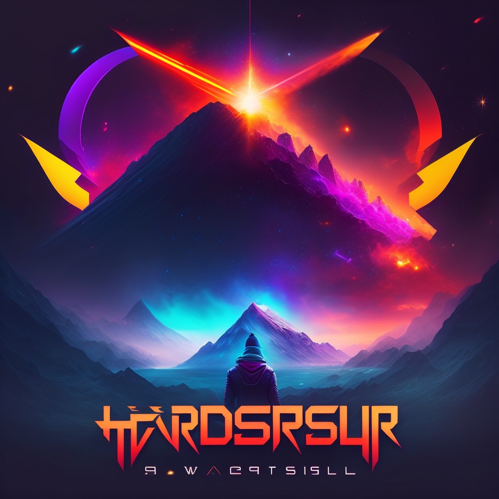 Lexica - High energetic, vibrant visuals, album cover for hardstyle music