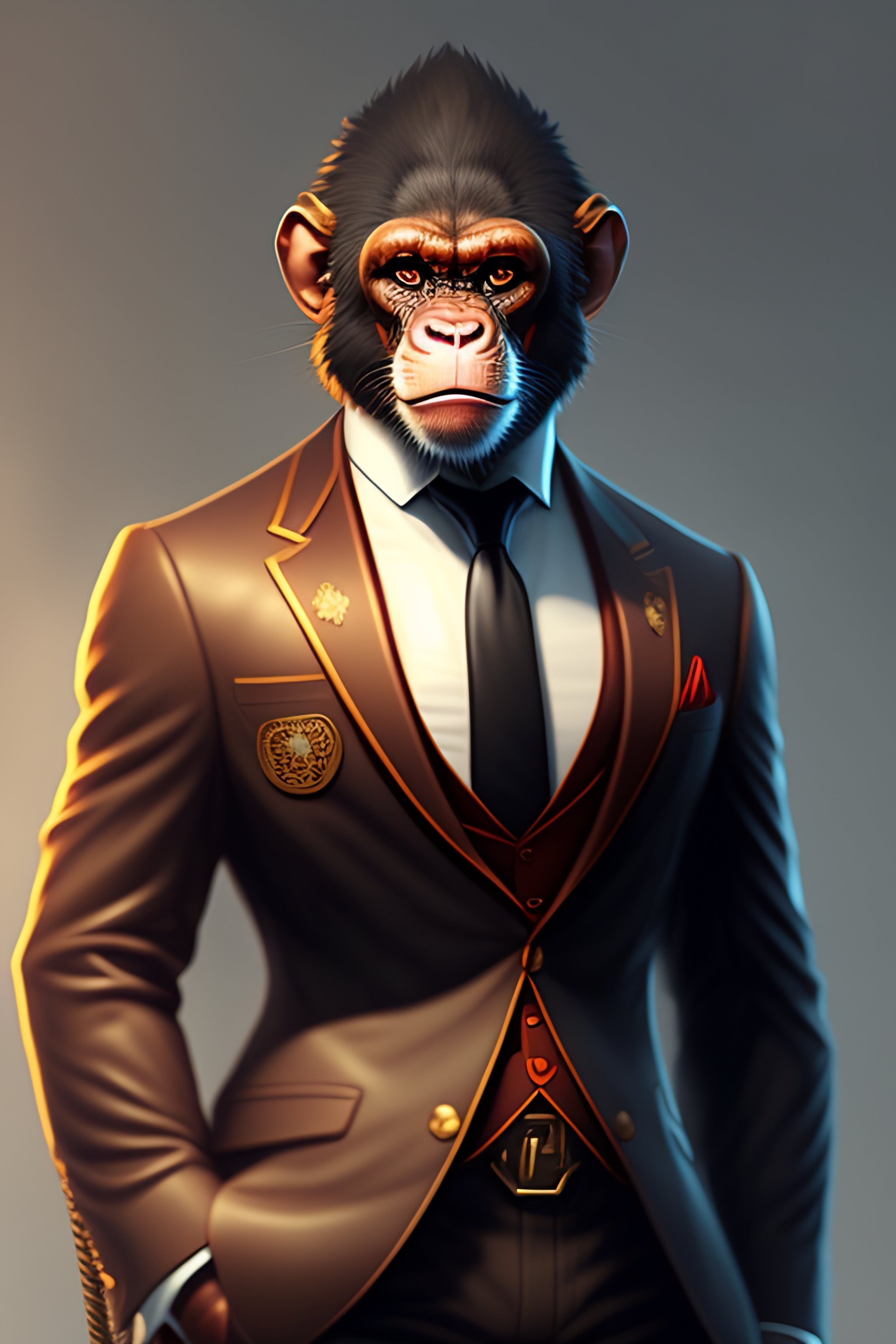 Lexica - Anthro furry humanoid monkey, three piece suit, checking watch ...
