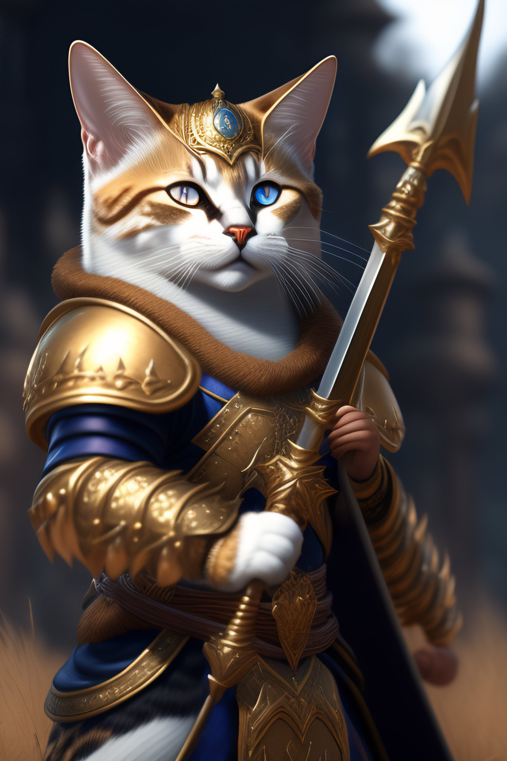 Lexica - A detailed king cat holding weaponry, by Elder Scrolls ...