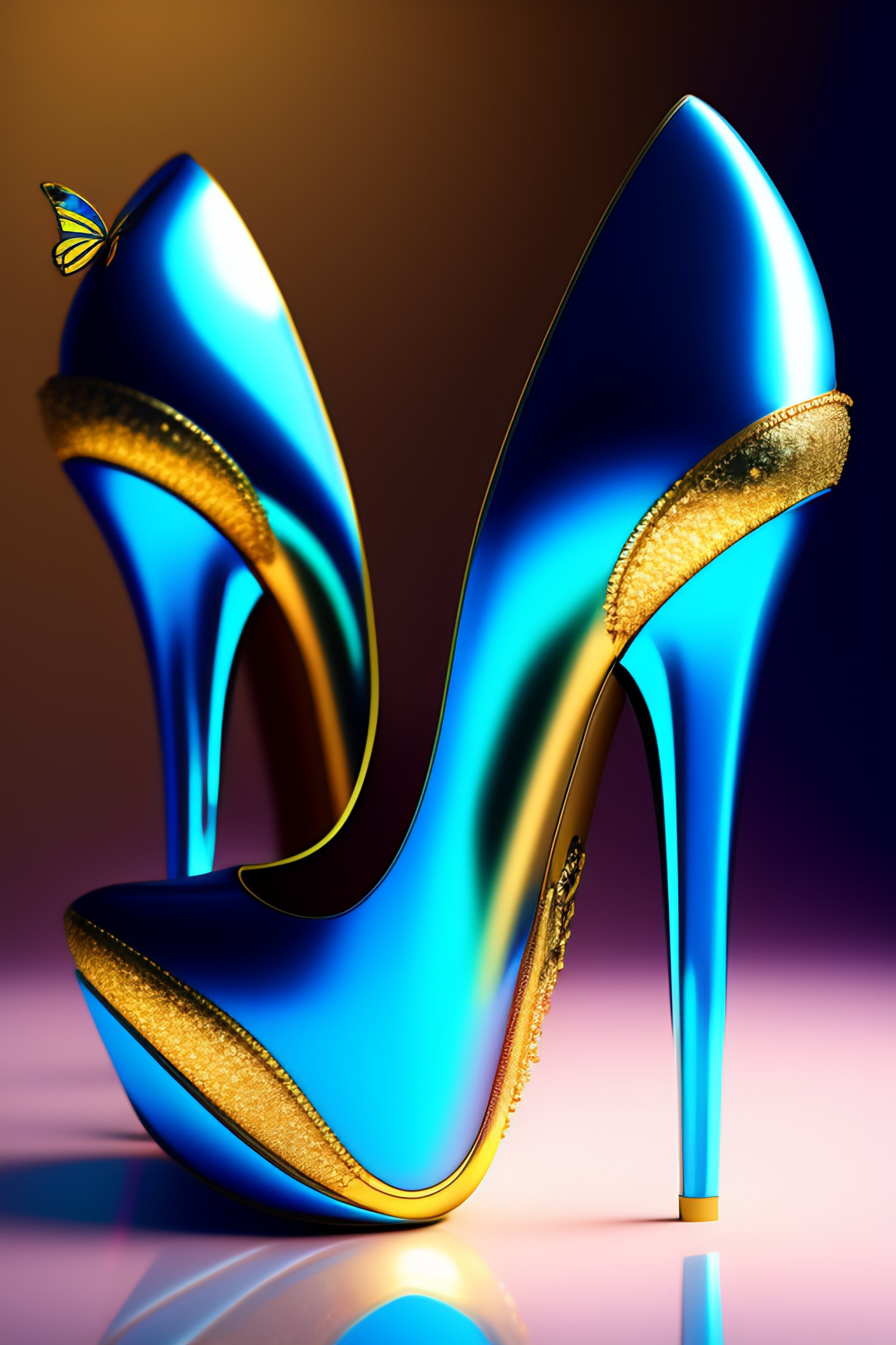 Lexica - Create a pair of women's stiletto heel shoes, two colors blue ...