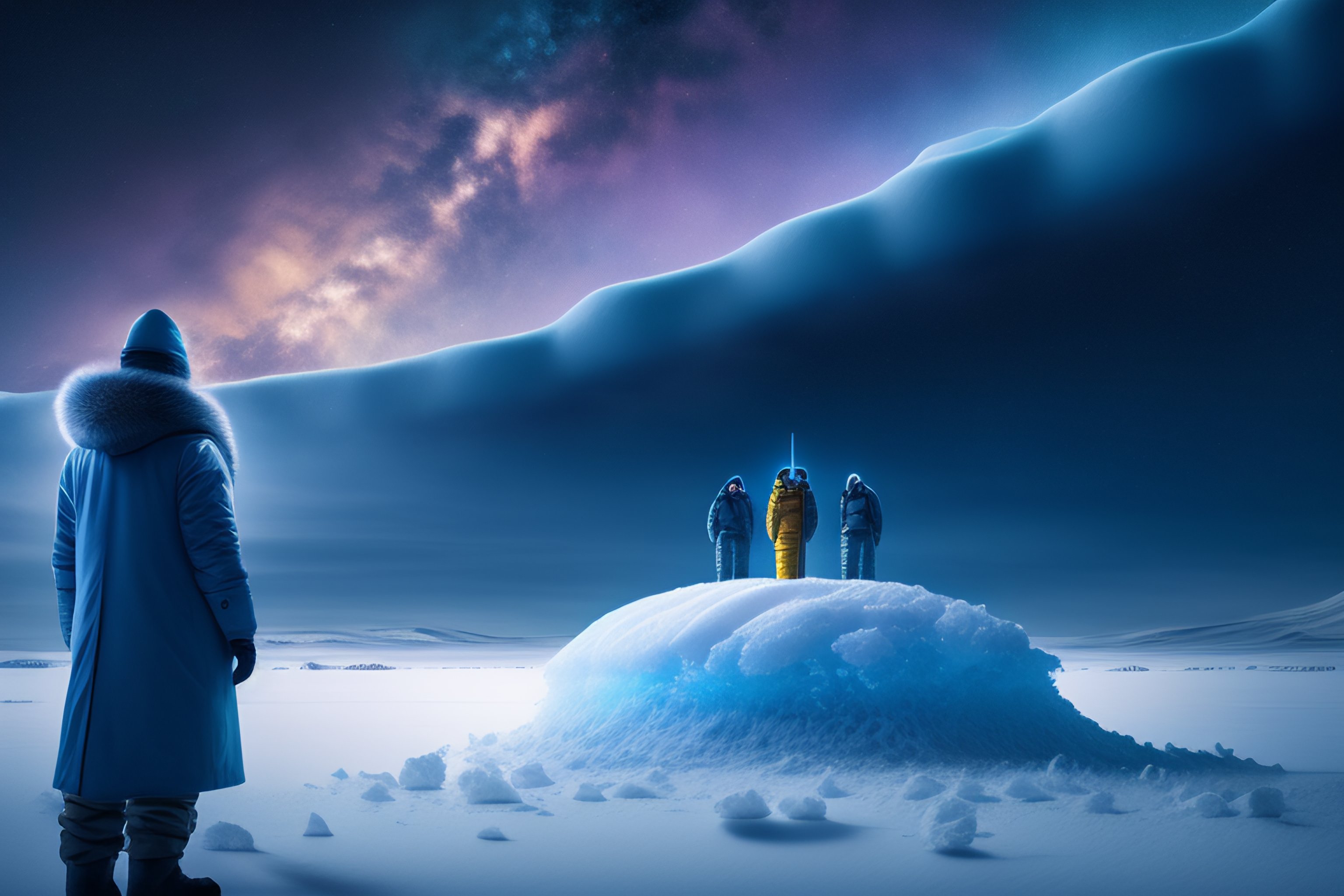 Lexica - Cinematic scene of scientists in the future in the arctic ...