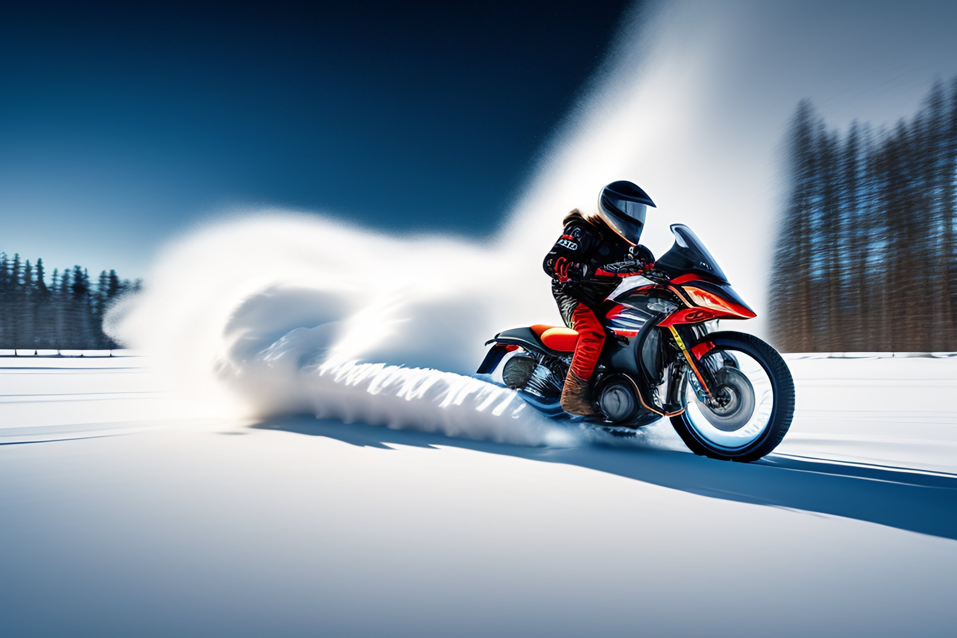 Lexica - Motorcycle speeding through snow
