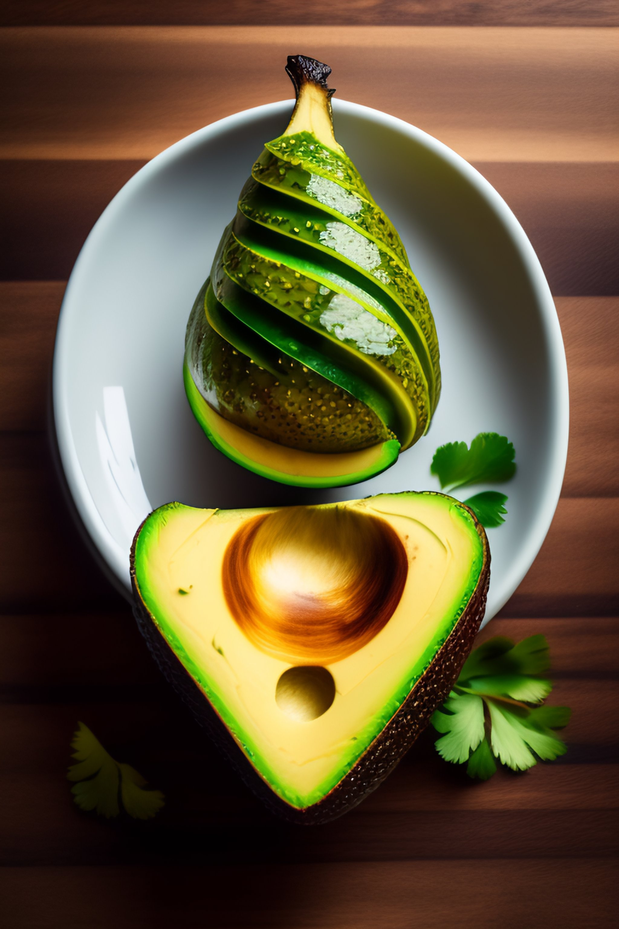 Lexica - Sliced avocado dressed like a warrior