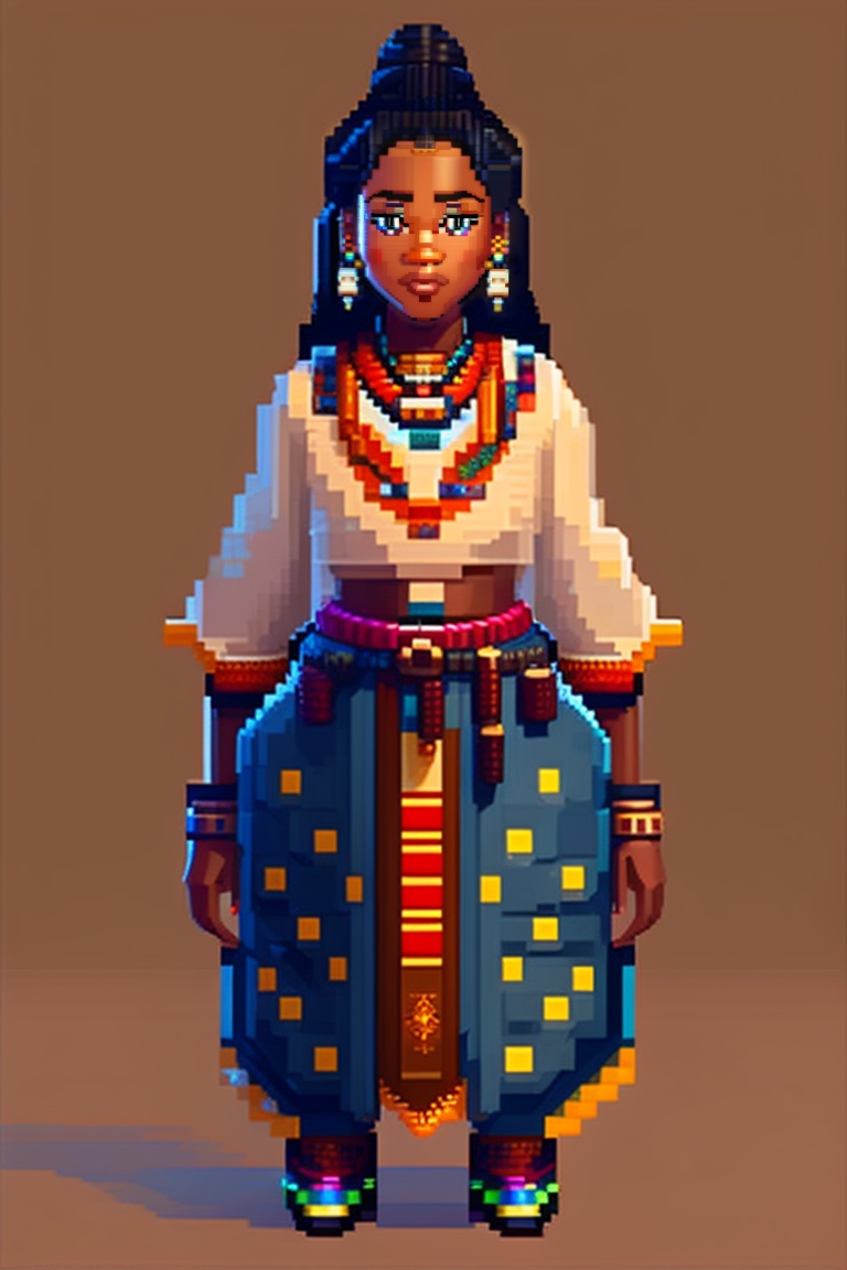 Lexica - Native indigenous woman, brown skin, full body, 2d game, pixel ...