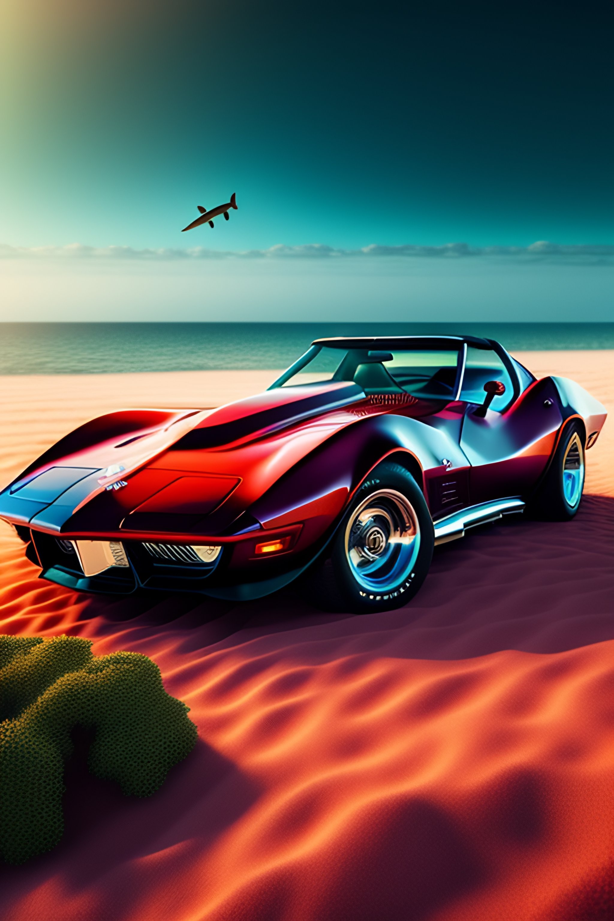 Lexica - Burgundy 1974 Corvette, underwater, sitting on ocean floor ...