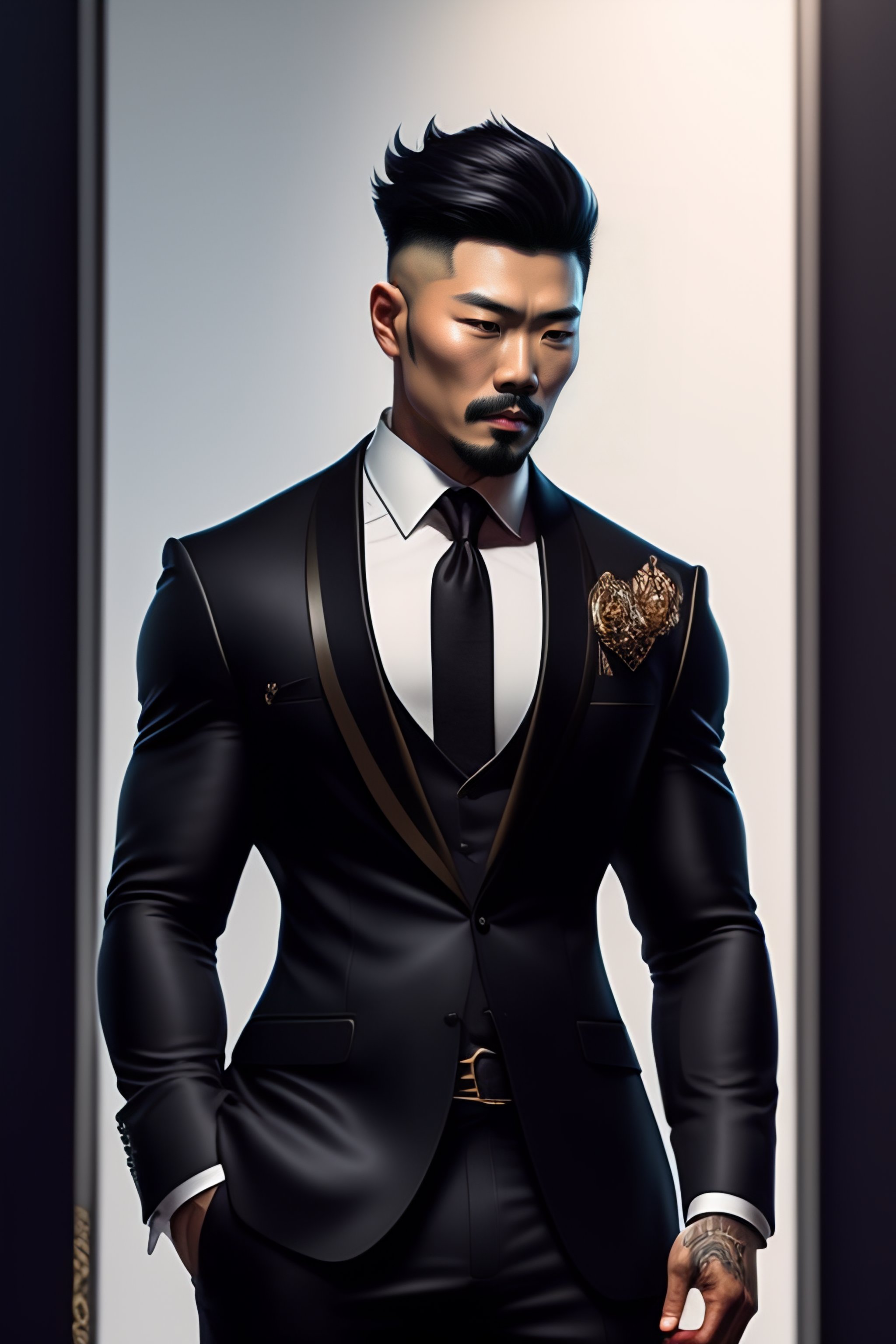 Lexica - A highly detailed illustration of fierce short black haired ...