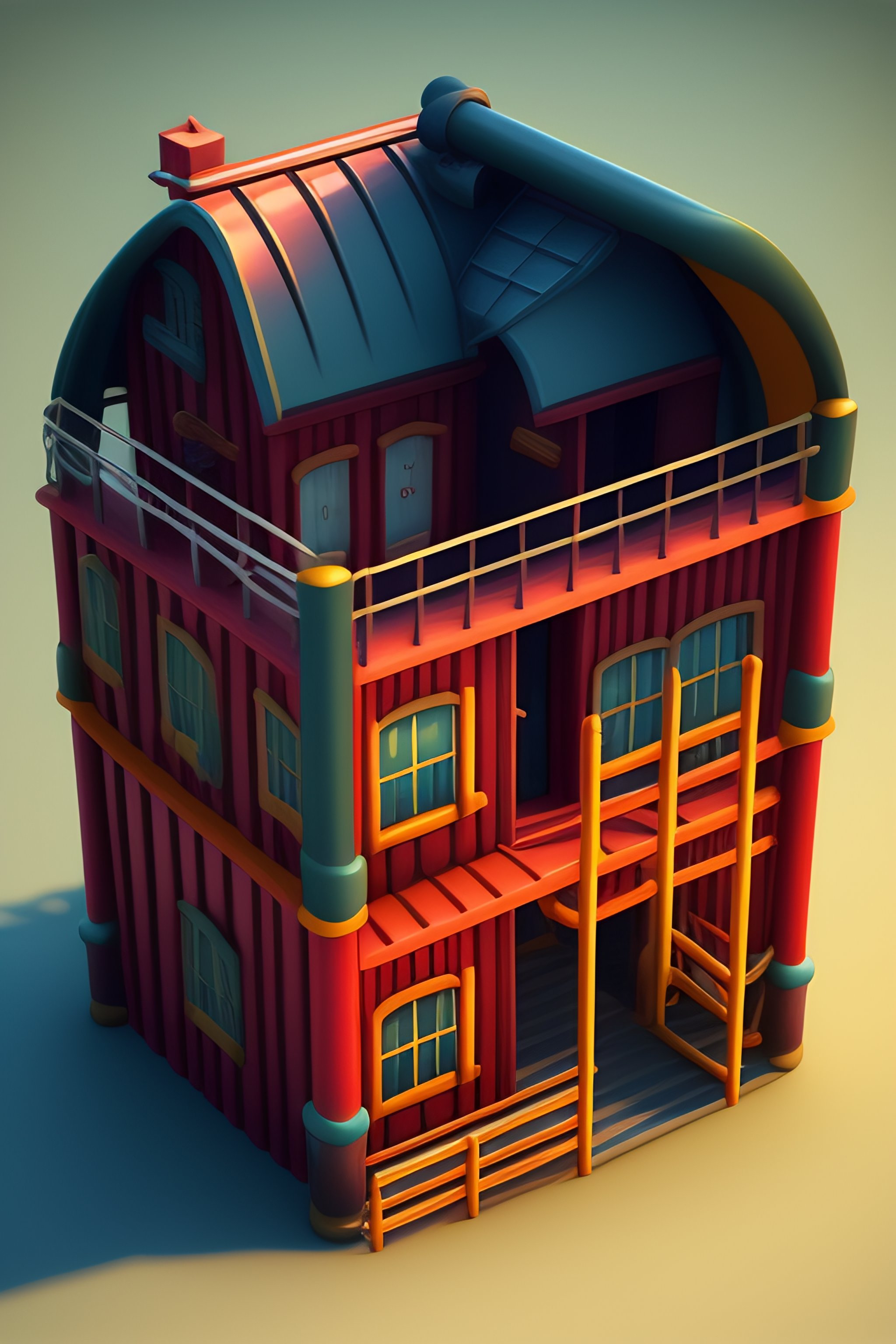 Lexica - 3d stylized little game building factory