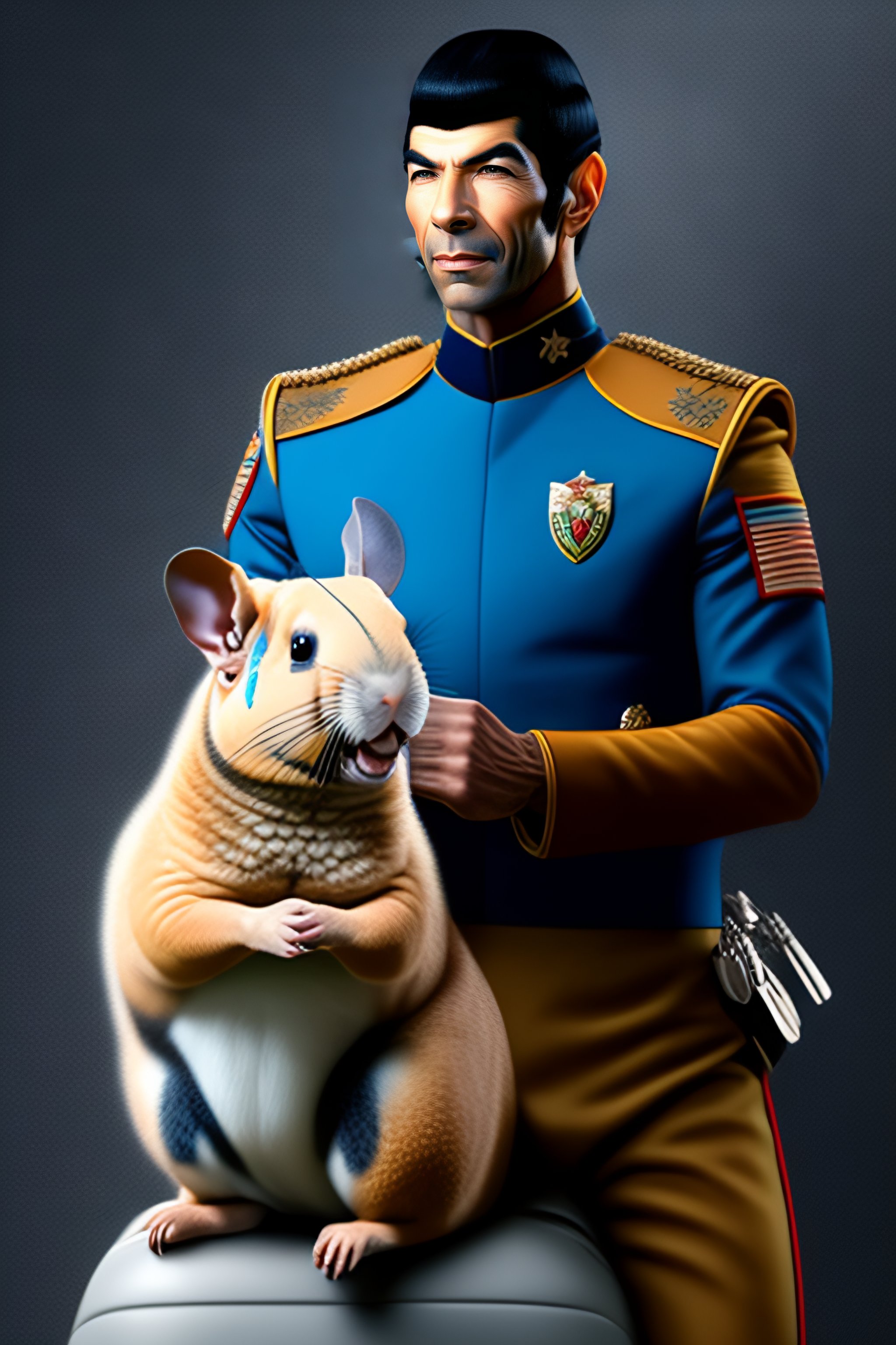 Lexica - A realistic drawing of a commander Spock riding a dinosaur ...