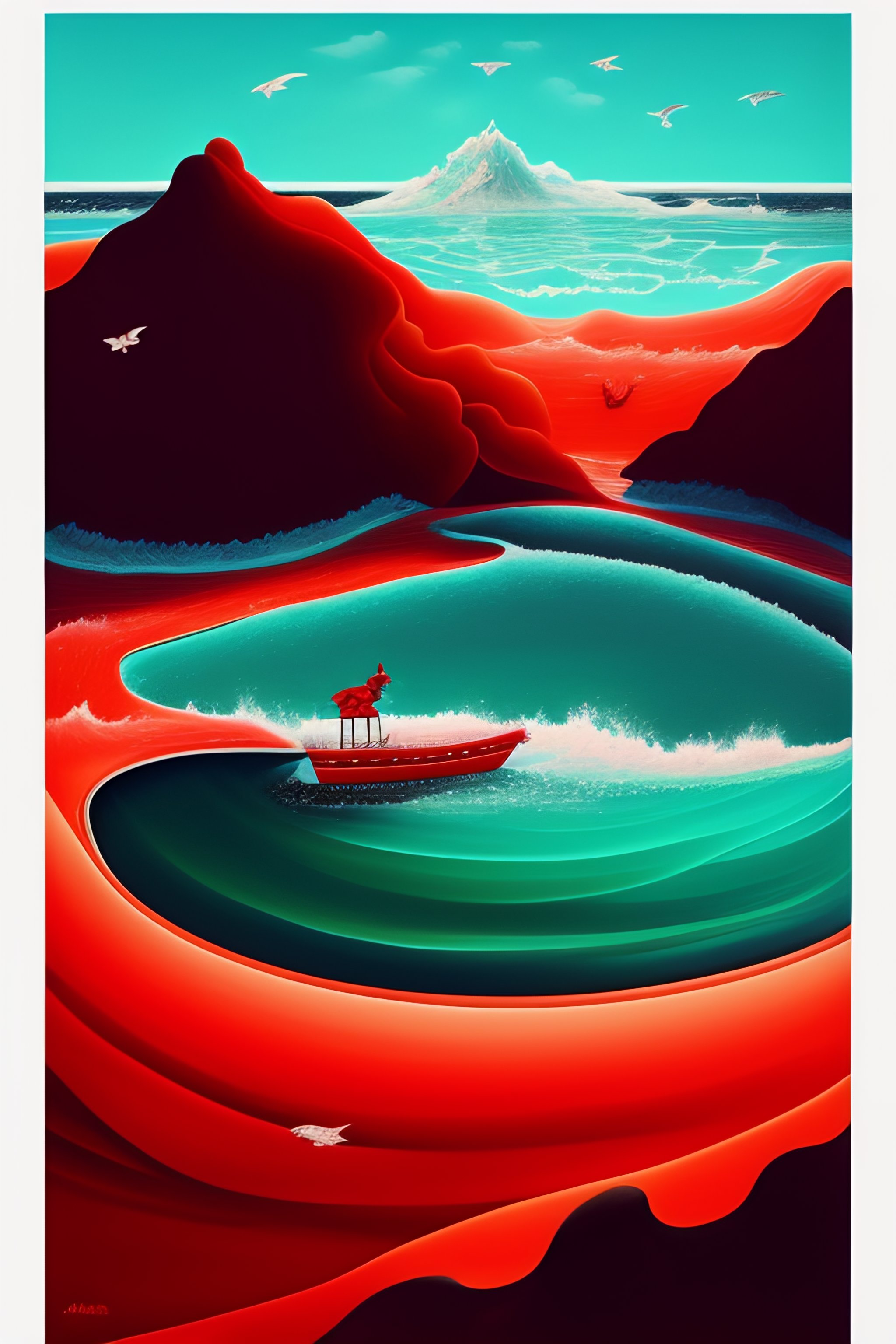 Lexica - Skeleton falling into the sea, a sea that is half ice half ...