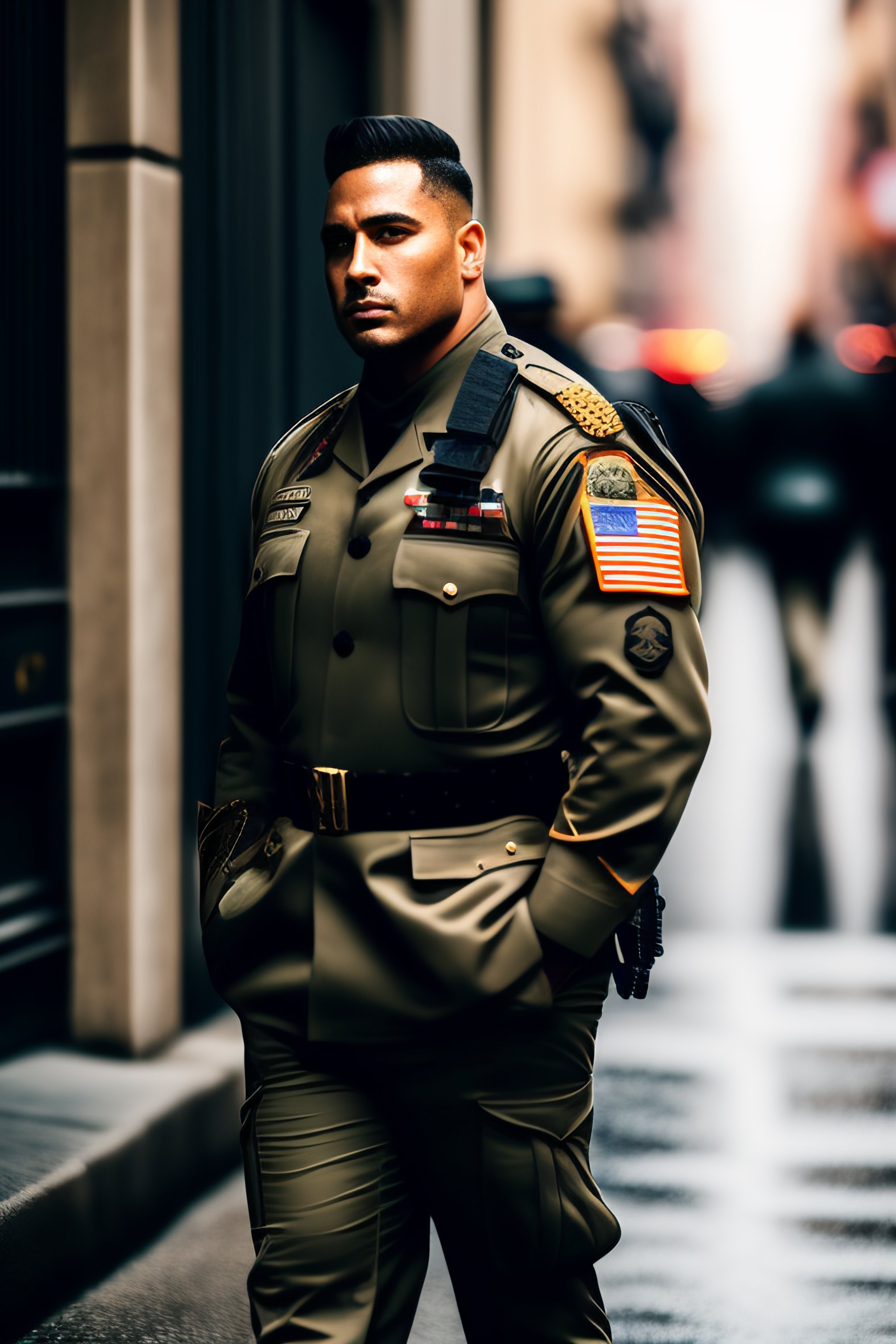 Lexica - Thick man army officer, pointing in one direction, on the ...