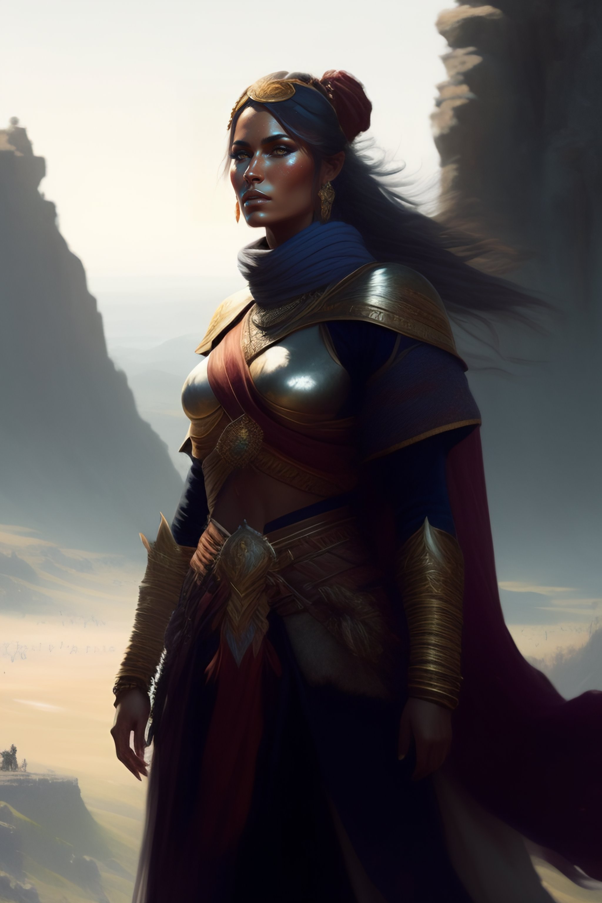 Lexica - A female chieftain on top of a rampart haranguing an army ...