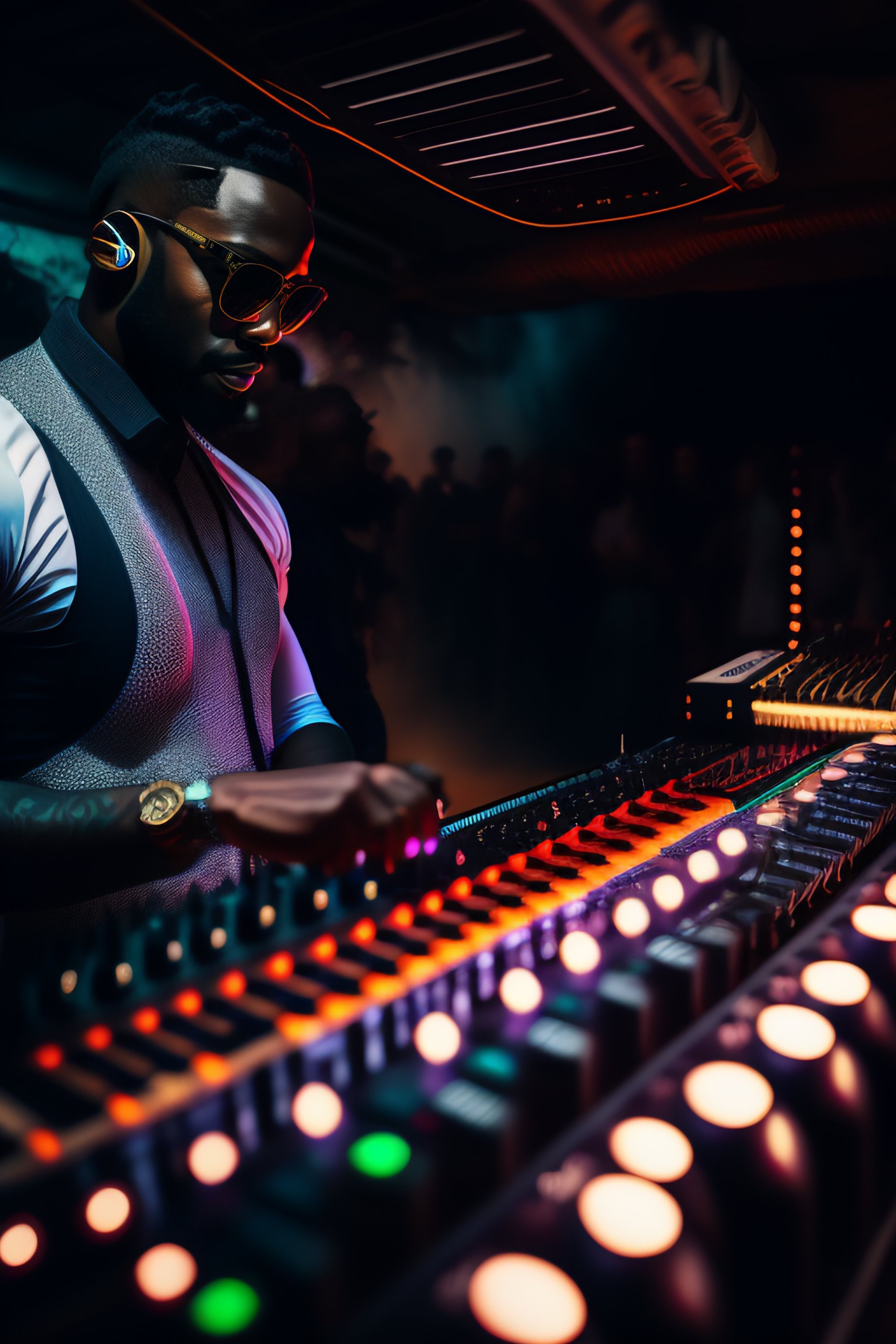 Lexica - Intricately detailed photograph of a dj at an underground ...
