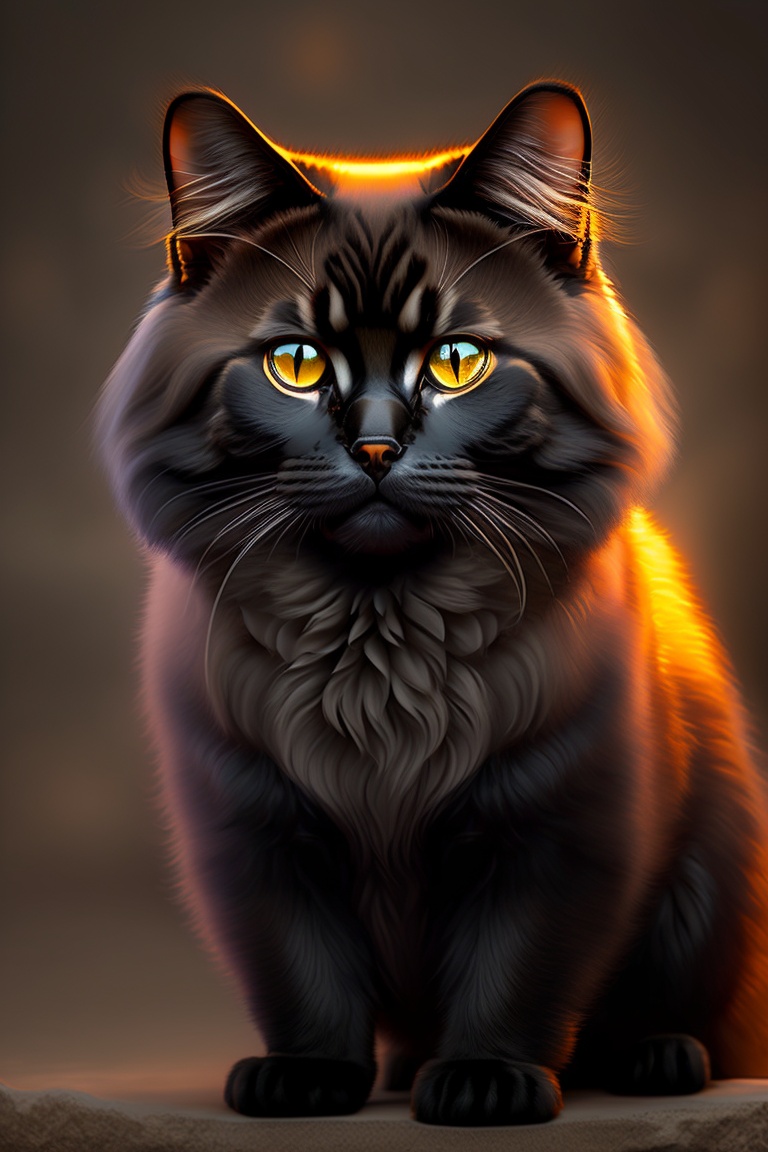 Lexica - A poster style stunningly beatifully black main kune cat ...