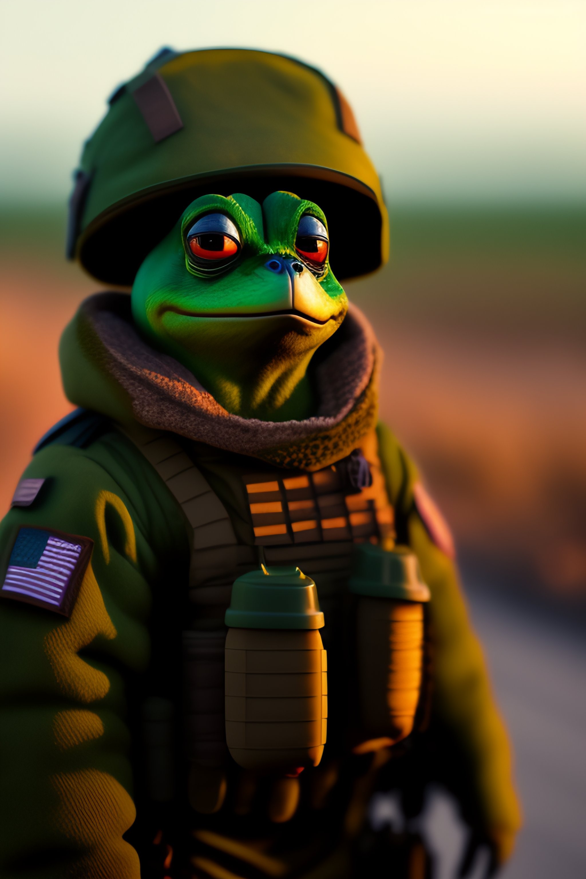 Lexica - An exhausted pepe the frog at the frontlines in the army at ...