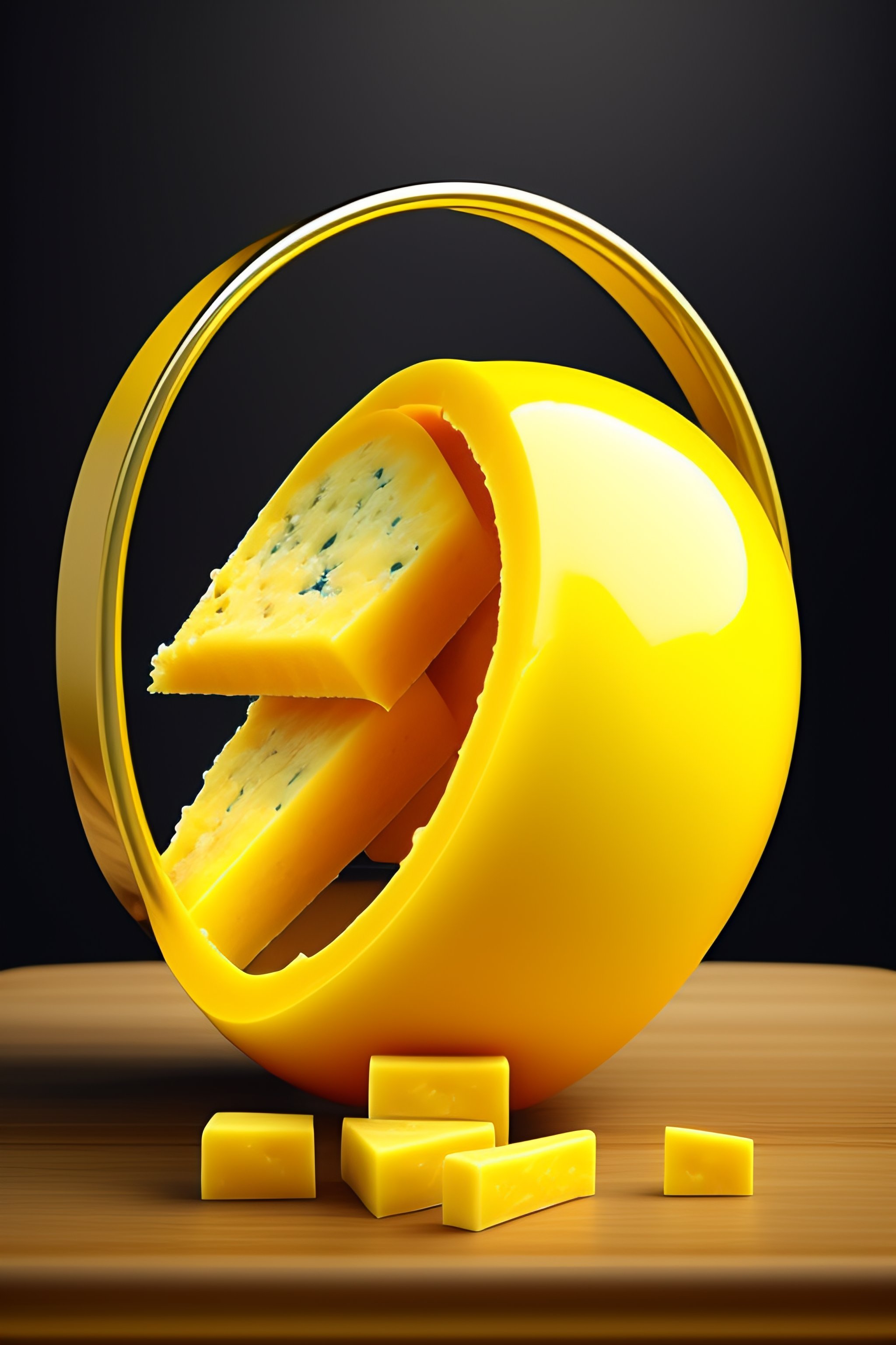 Lexica - Wheel of yellow cheese with realistic legs trying to solve a ...