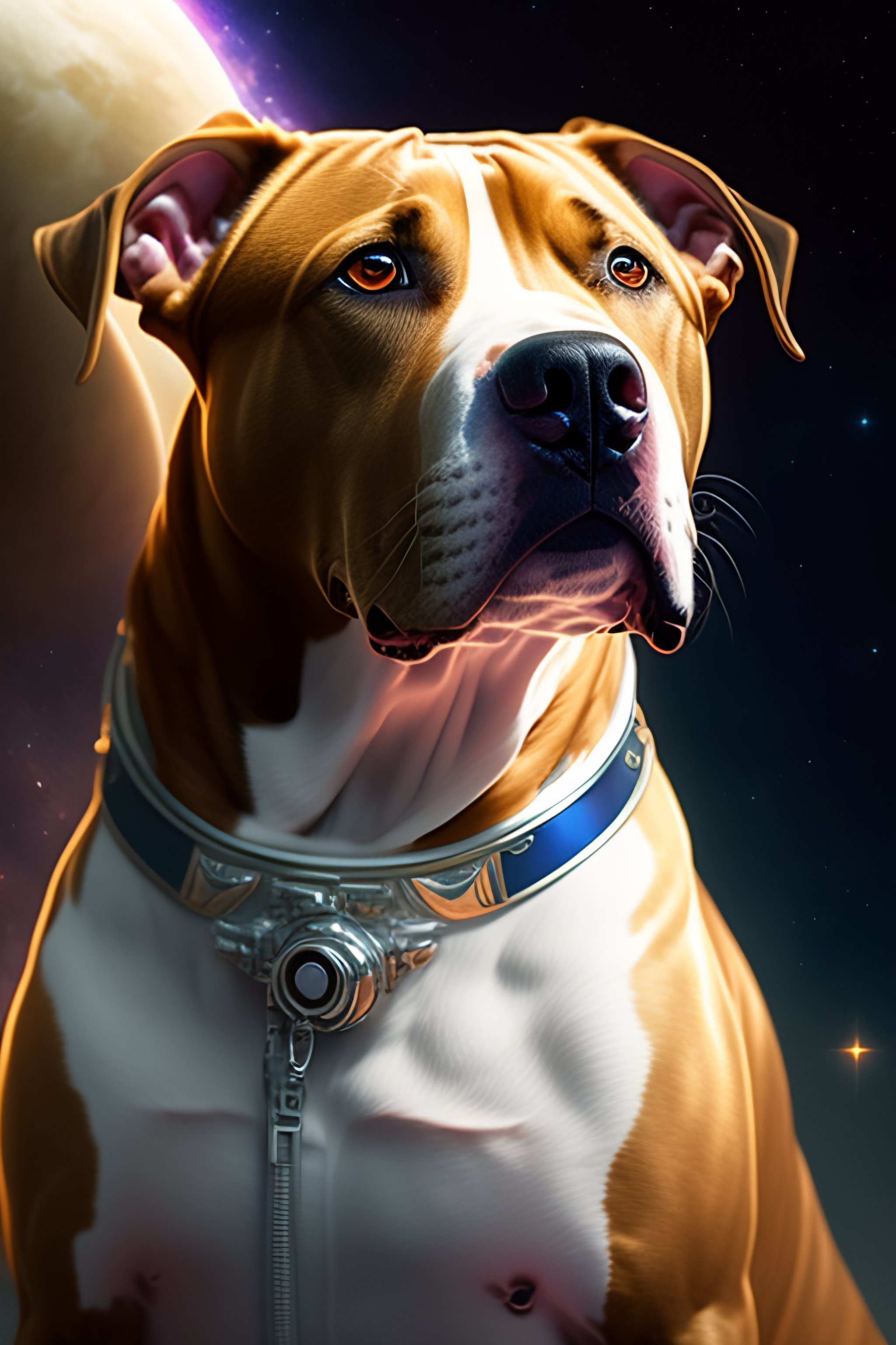 Lexica - A Pitbull Dog as an astronaut, space, highly detailed, digital ...