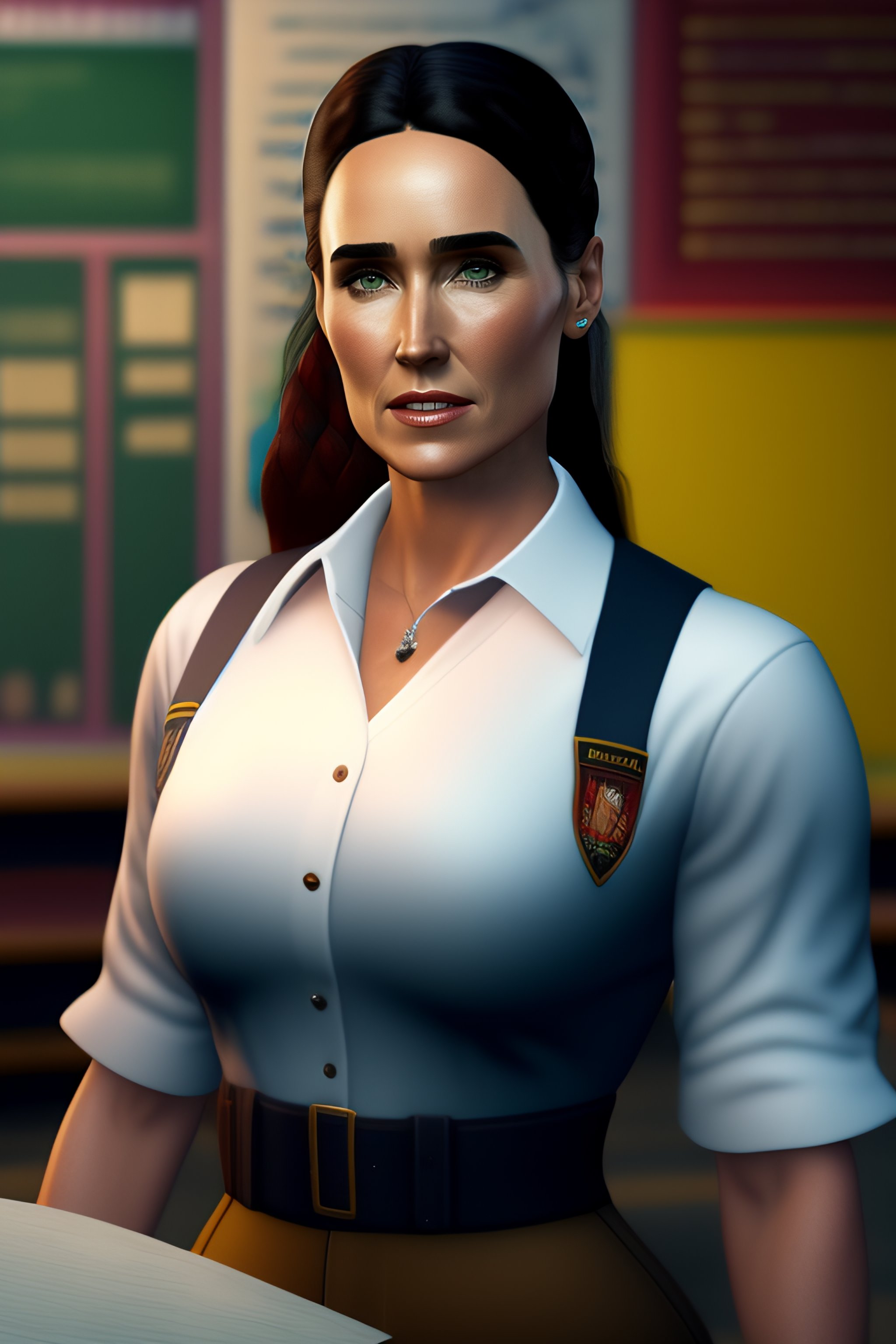 Lexica - Jennifer Connelly as a beautiful school teacher, wearing tight ...