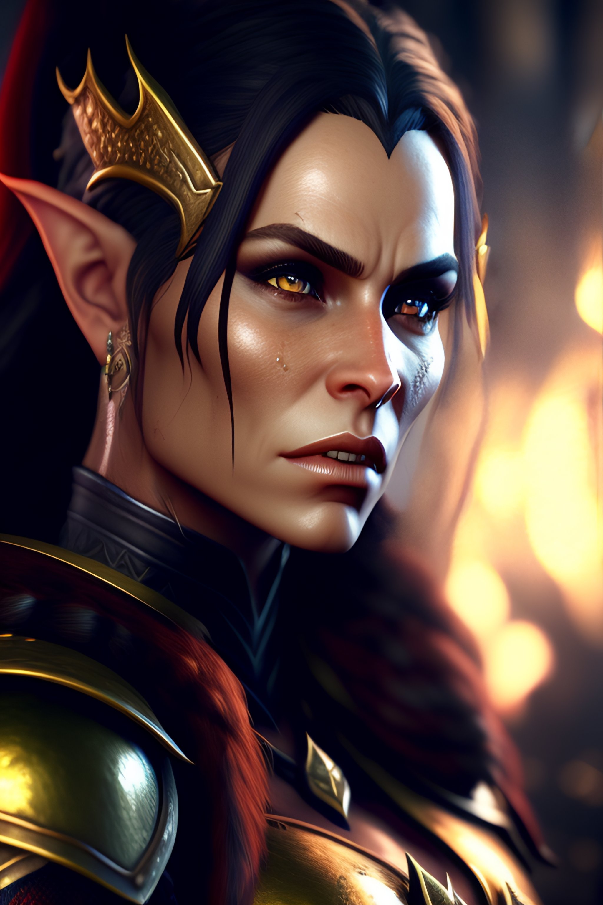 Lexica - A female orc versus elf female, battle scene,fantasy ...