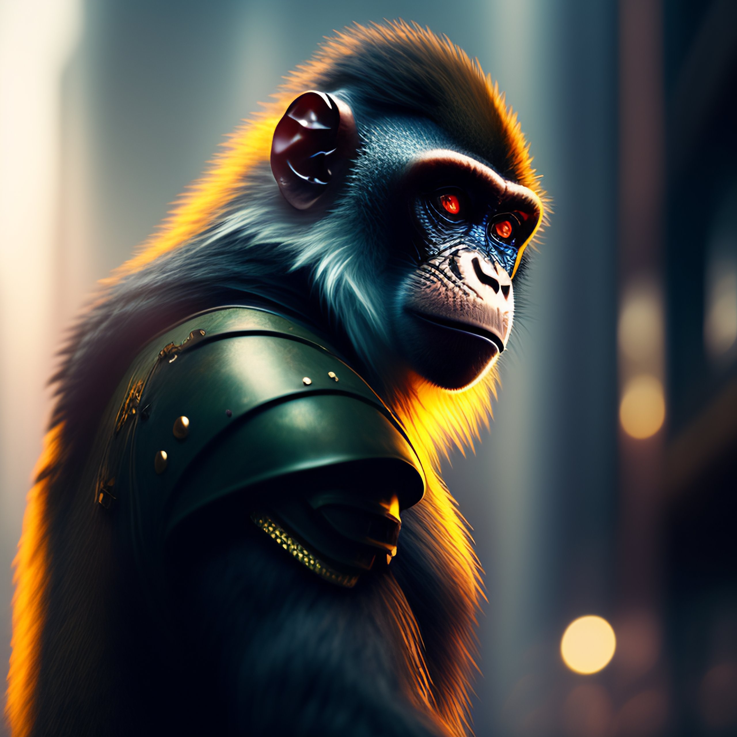 Lexica - Monkey cyberpunk cyborg, side portrait, realistic animal, half ...