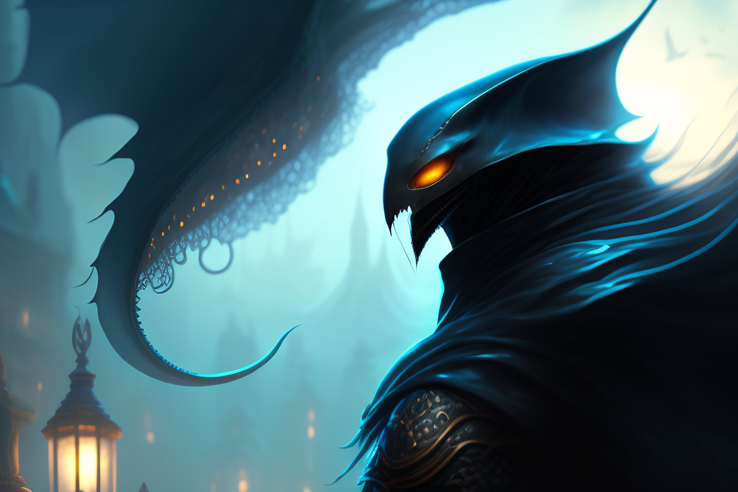 Lexica - Establishing shot of a fantasy spectral anthropomorphic ...