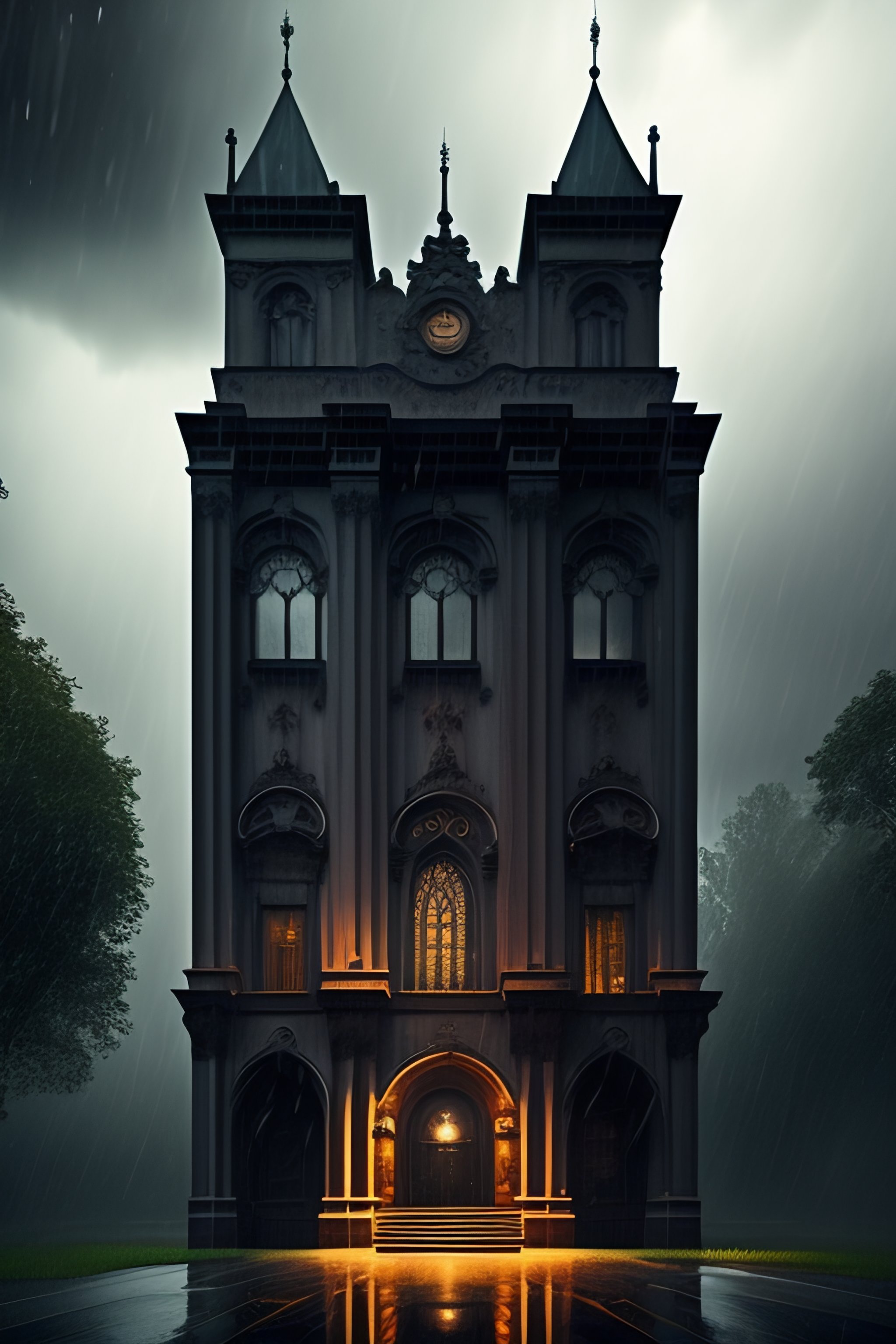Lexica - Gloomy building in the gothic style, creepy background ...