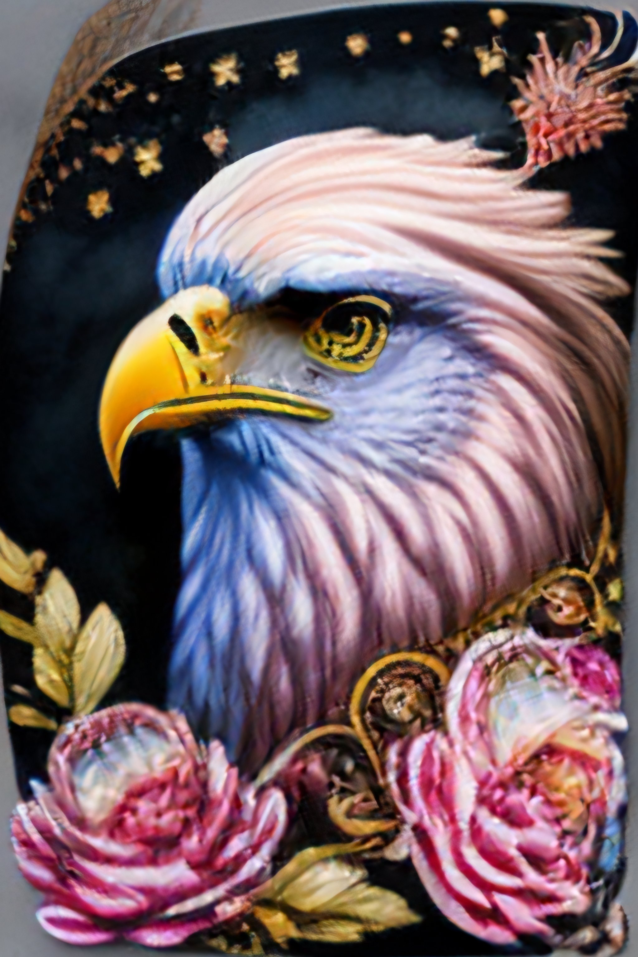 Lexica - Overwhelmingly beautiful eagle framed with vector flowers ...