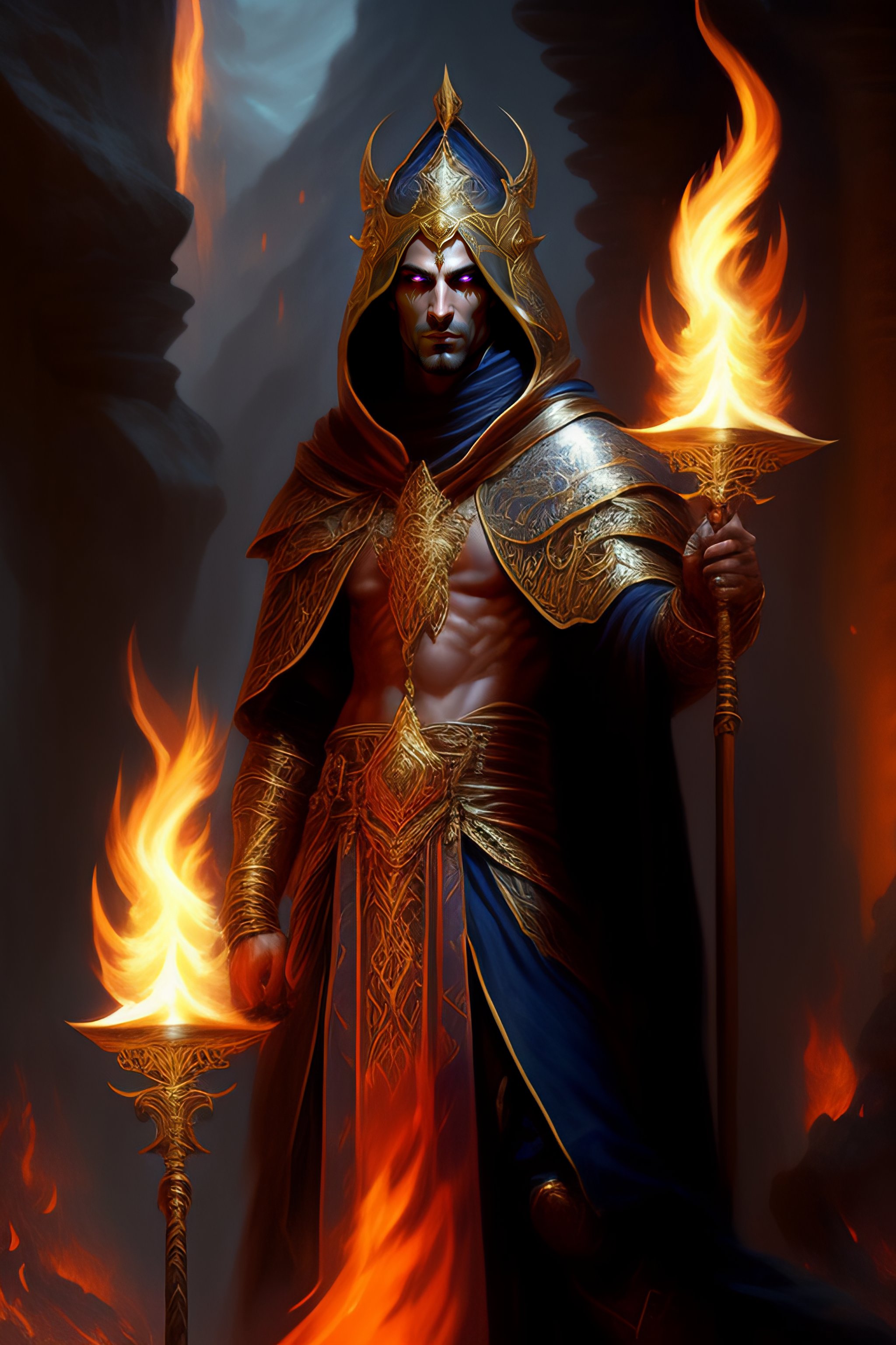 Lexica - Scene of a back view of a dark elf mage wearing a hooded tunic ...