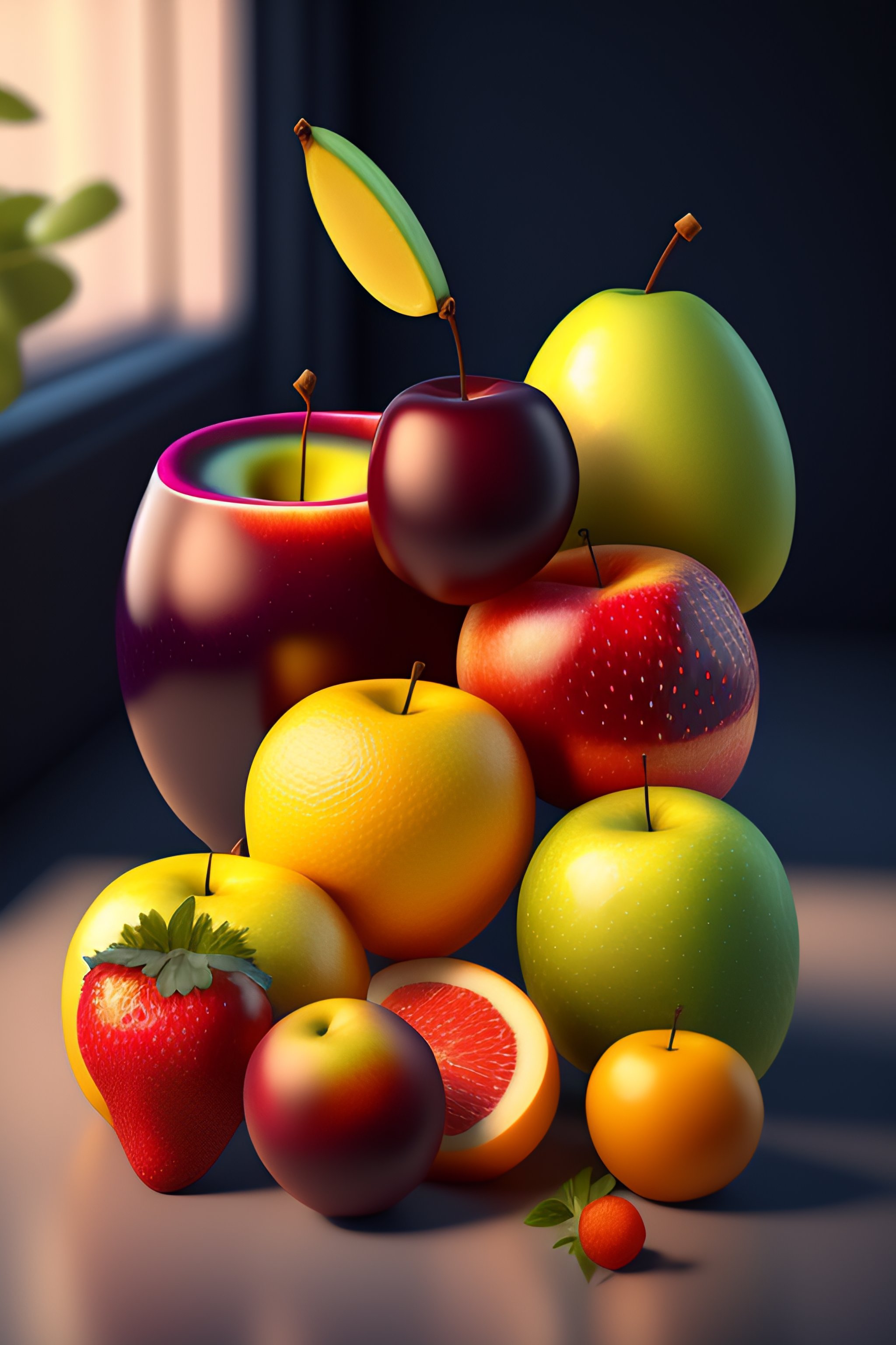 Lexica - Fruit still life bowl, juicy fruits, highly detailed, digital ...