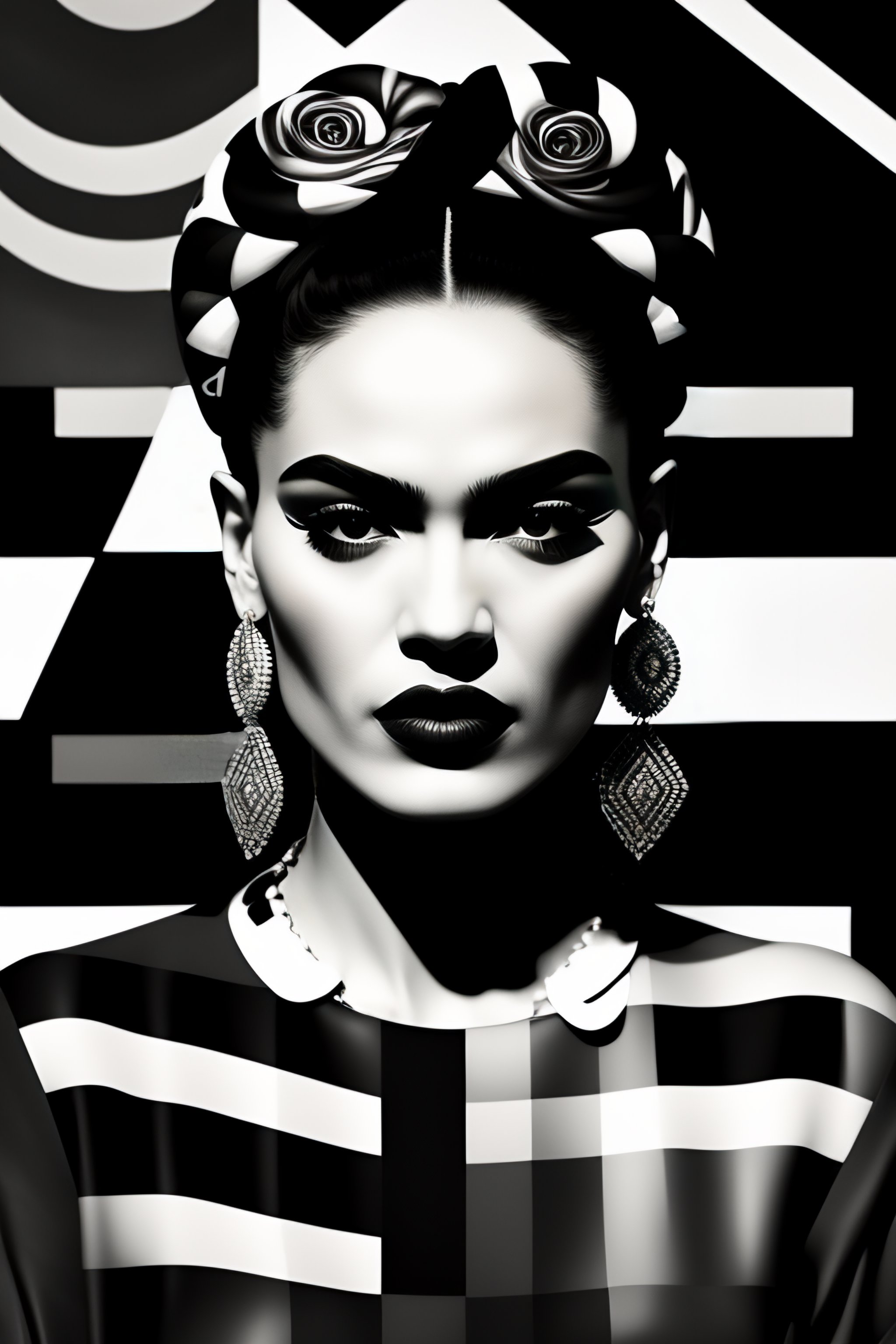 Lexica - Op art, Frida Kahlo style , female fashion model in Street in ...