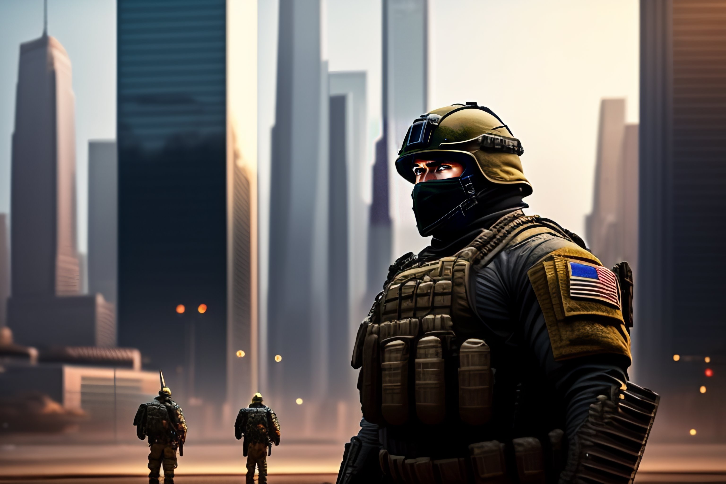 Lexica - Elite soilder guarding a modern city