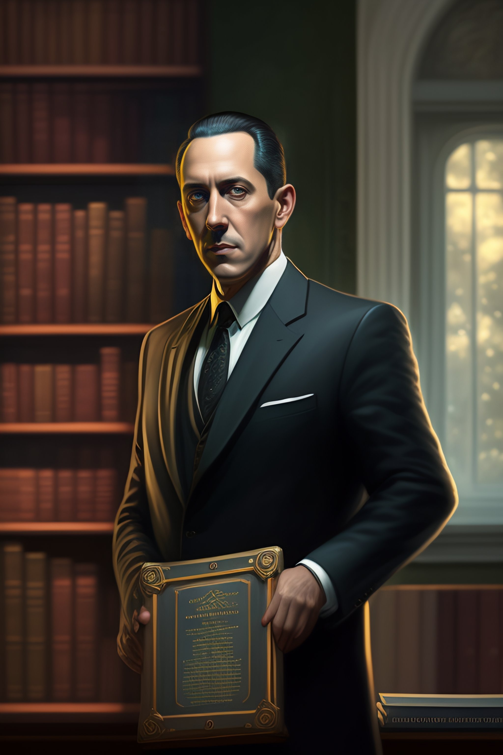 Lexica - Portrait of hp lovecraft in his own house, highly detailed ...