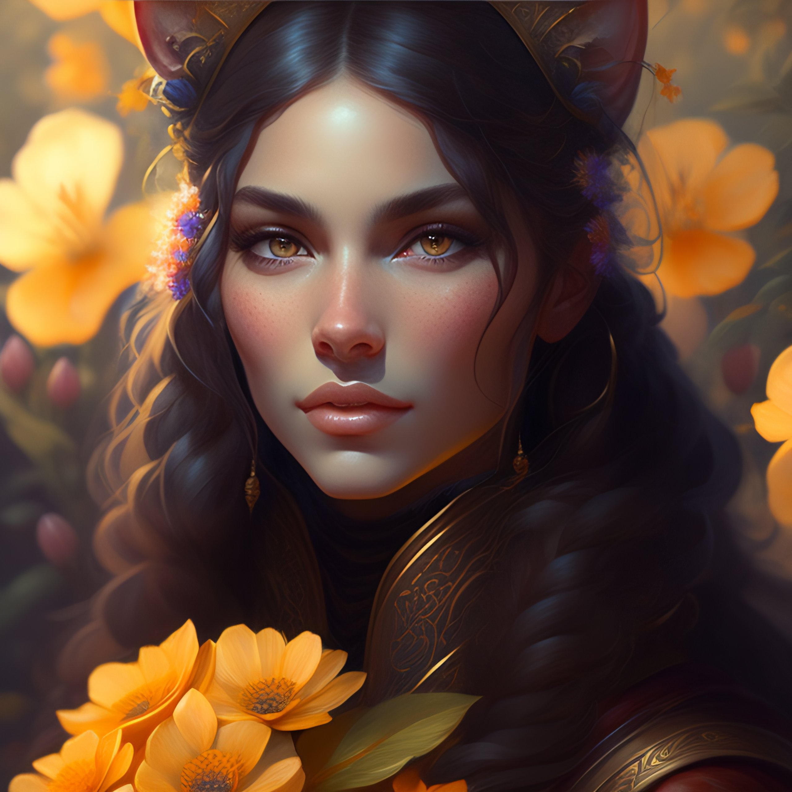 Lexica - A detailed portrait of cat holding flower illustrator, by ...