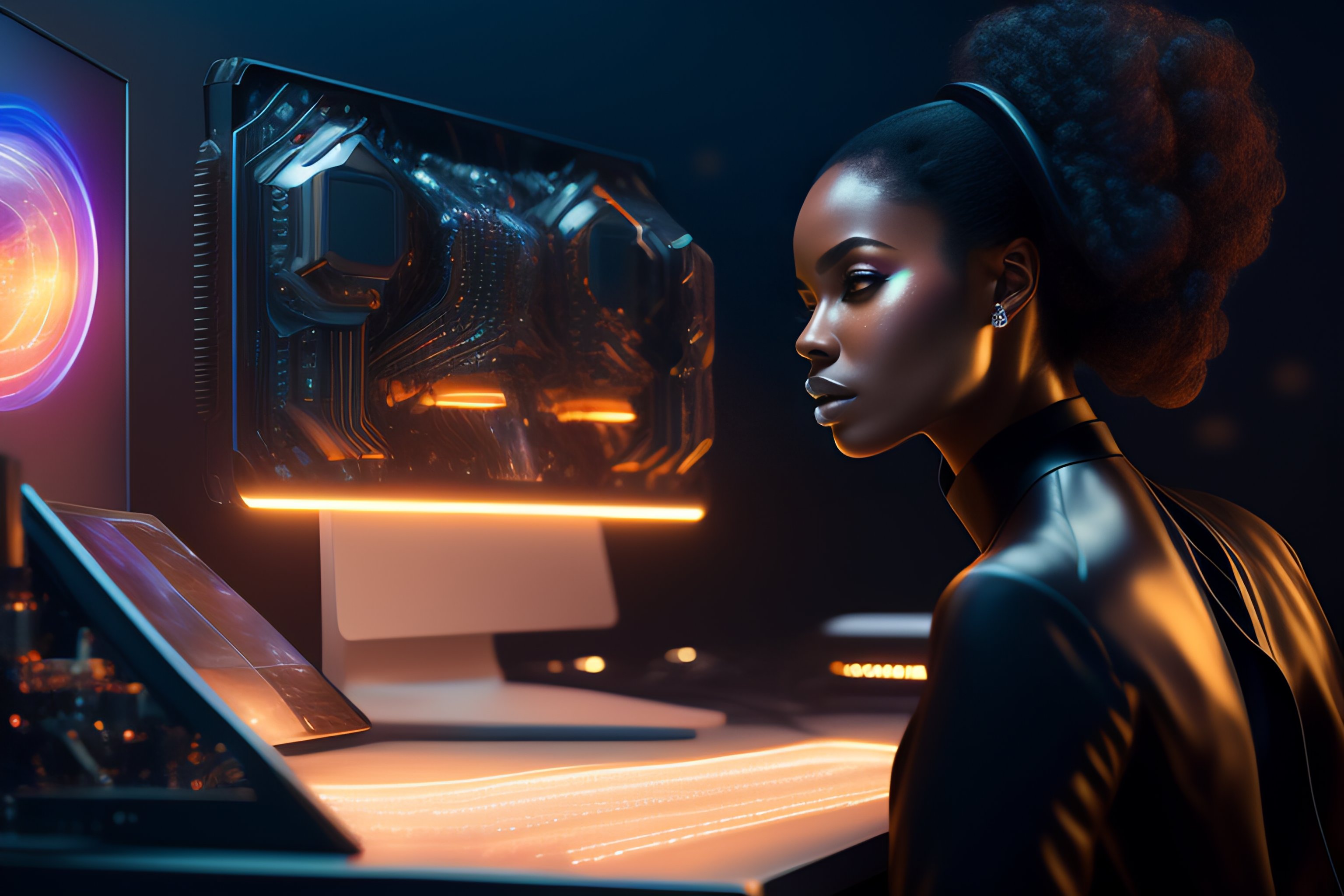 Lexica - Portrait painting of young black woman lower back working on a ...