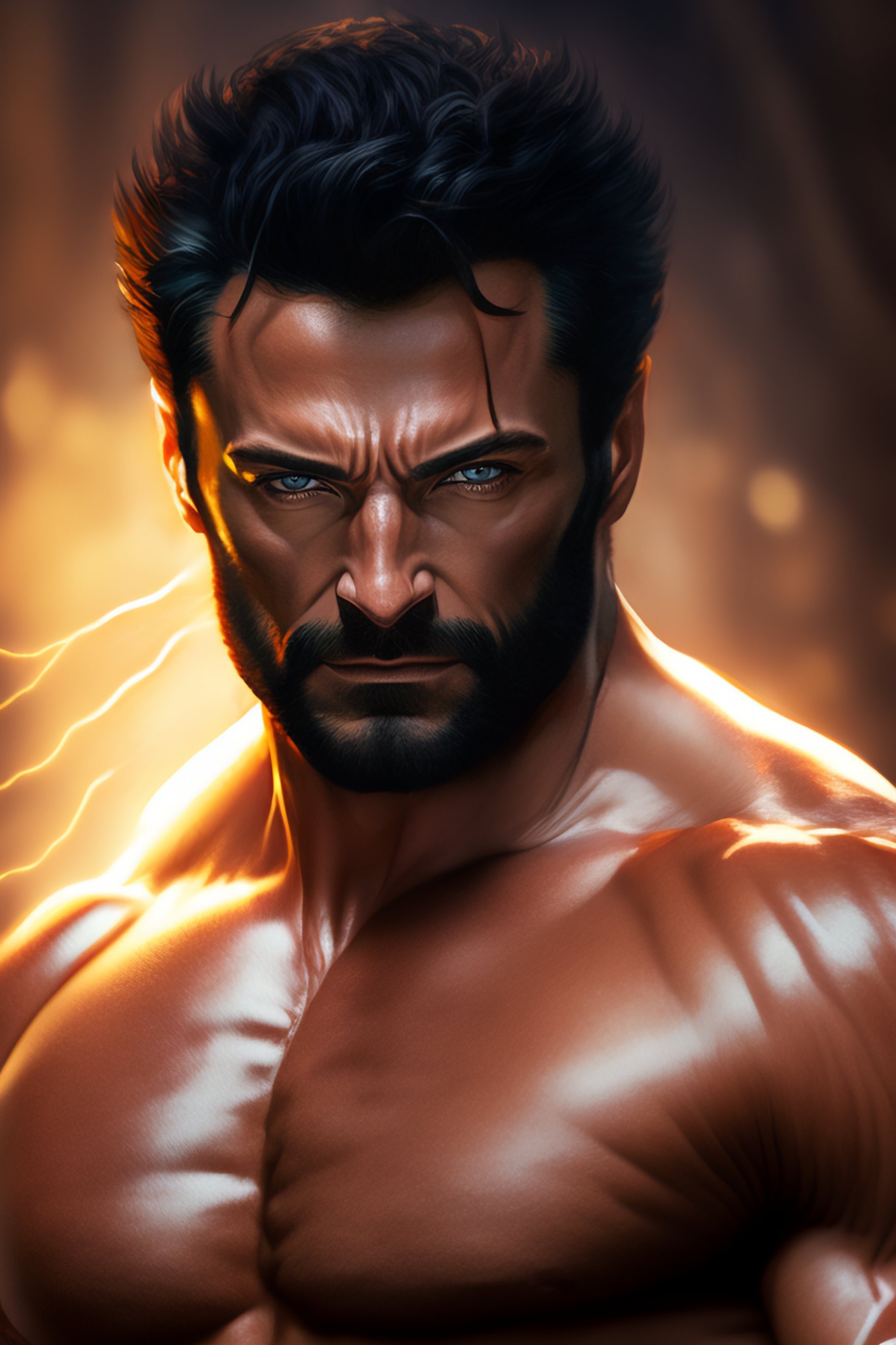 Lexica - Full body portrait of skinny muscular hugh jackman as ...