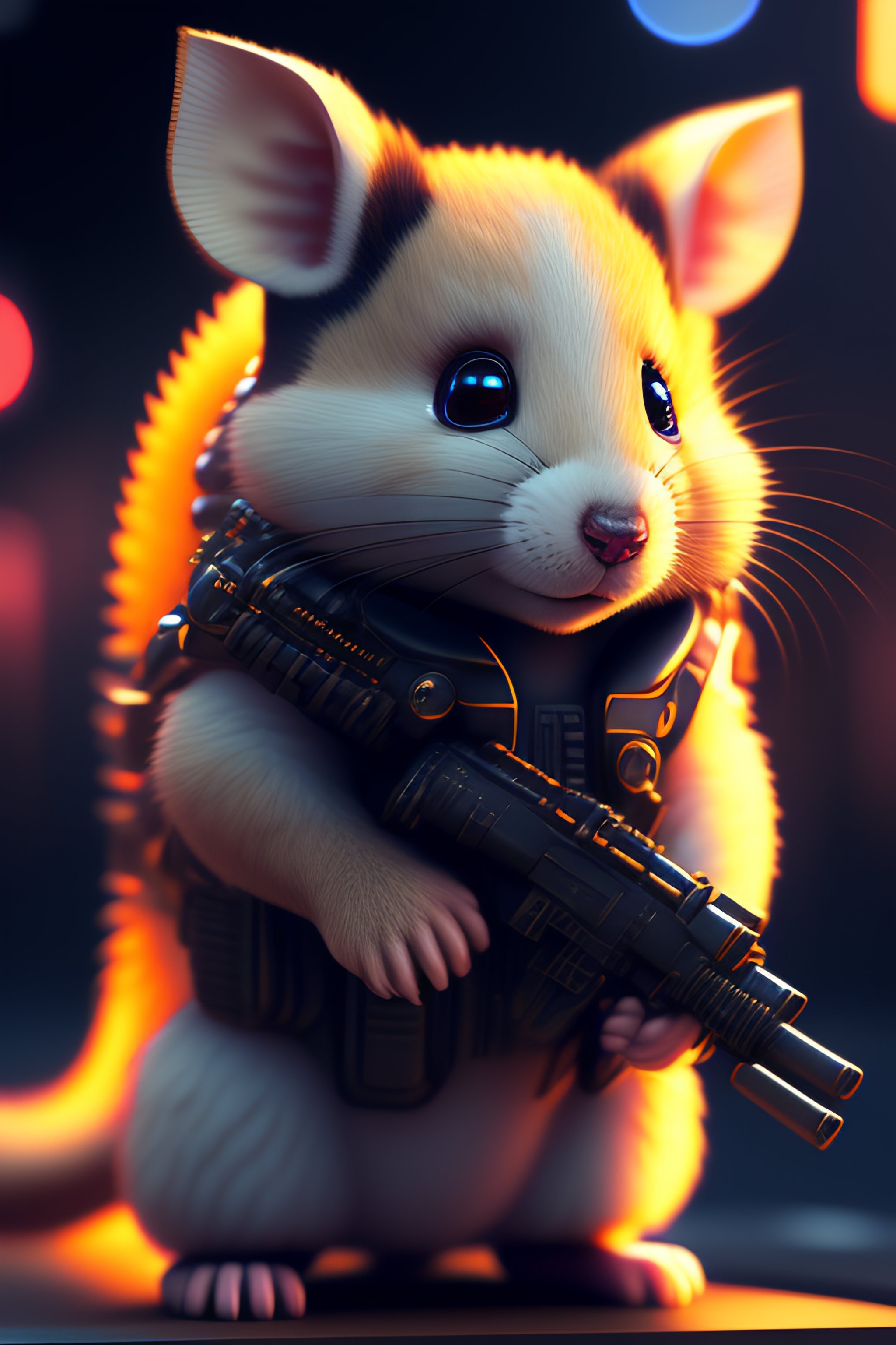 Lexica - High quality 3 d render very cute fluffy cyborg!! rat with ...