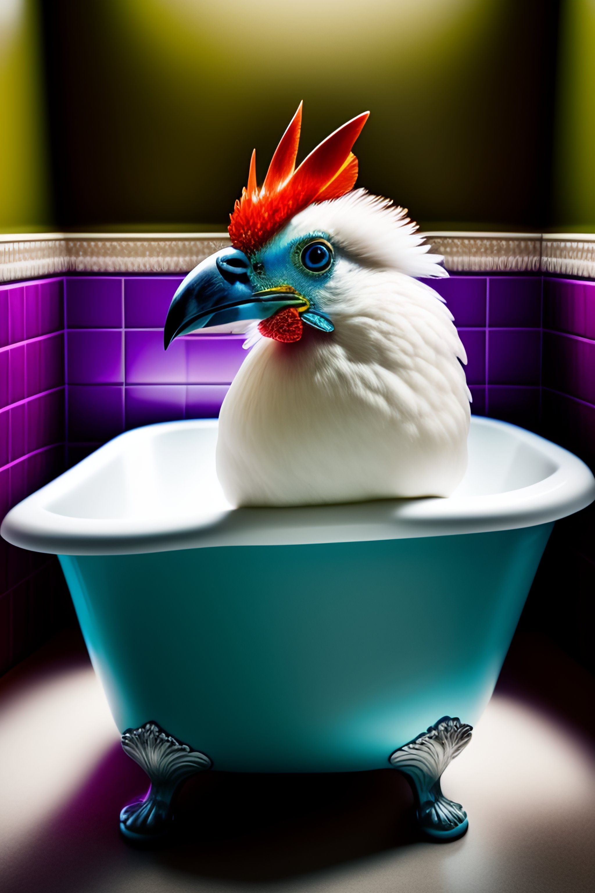 Lexica - The bathtub chicken was a monstrosity to behold; its feathered ...