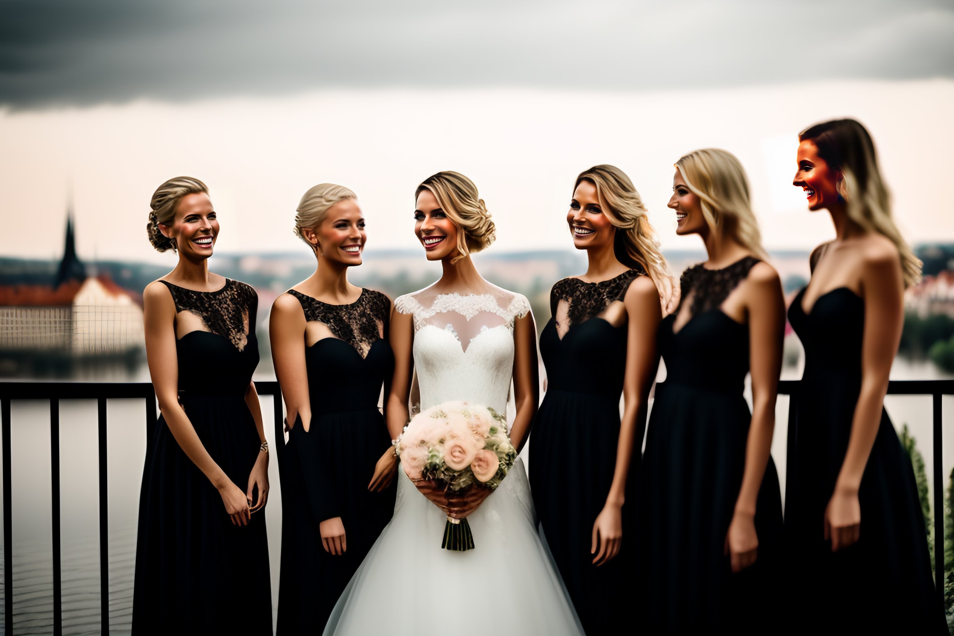 Lexica - Landscape format, group photo of laughing czech female models ...