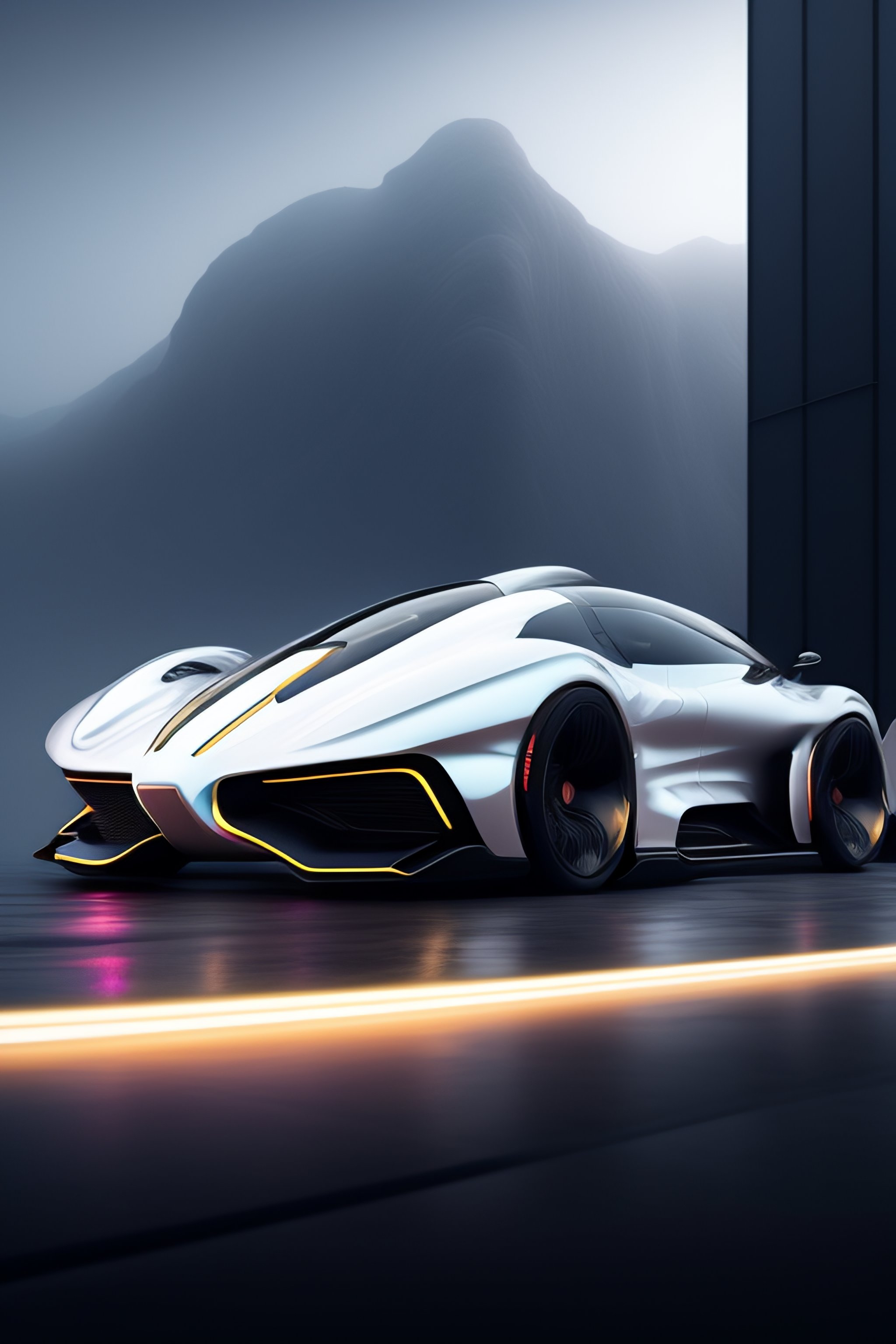 Lexica - Wide shot of translucent super deportive vehicle reminiscent ...