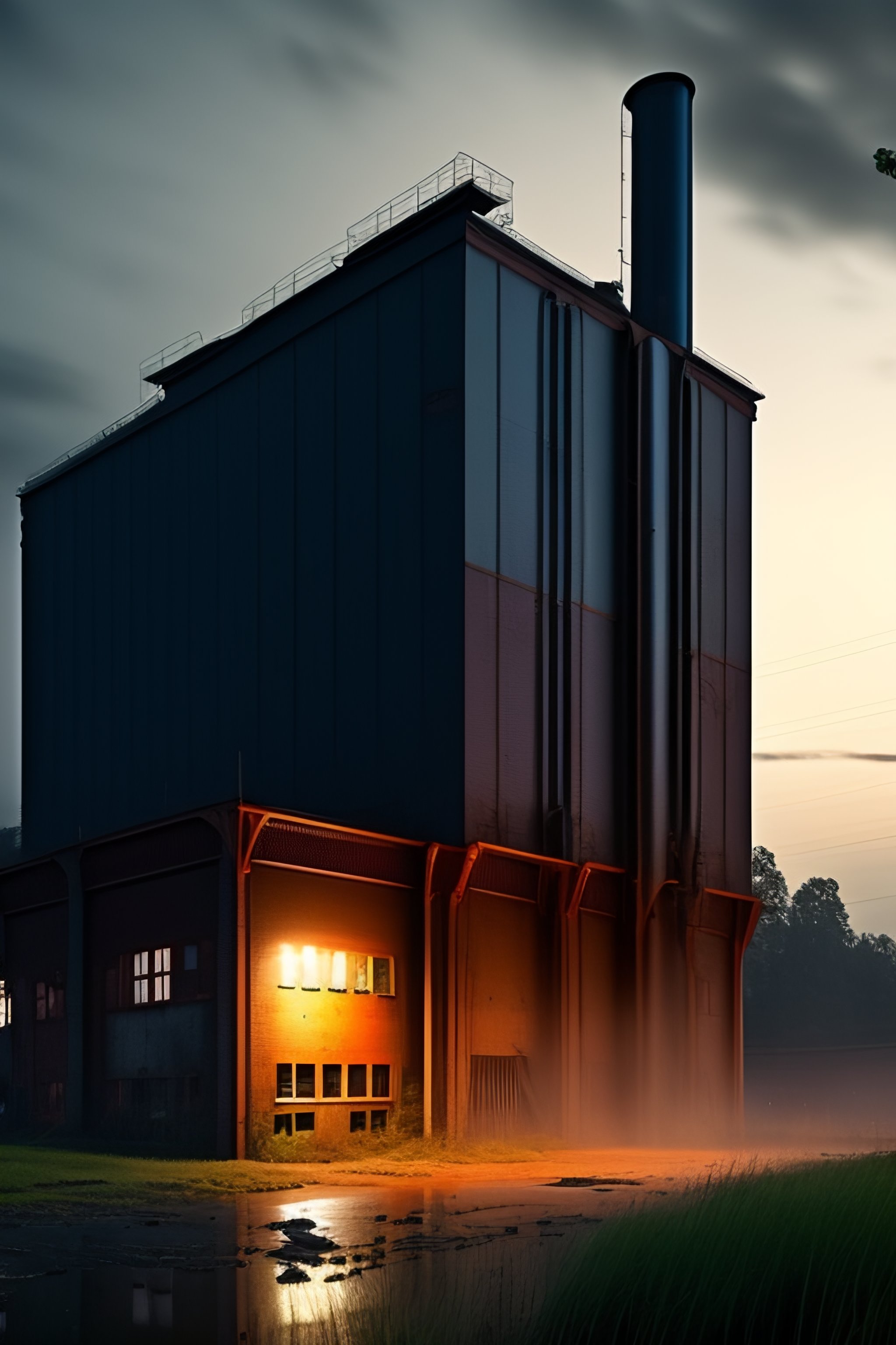 Lexica - An abandoned Victorian factory on a rainy night, large complex ...