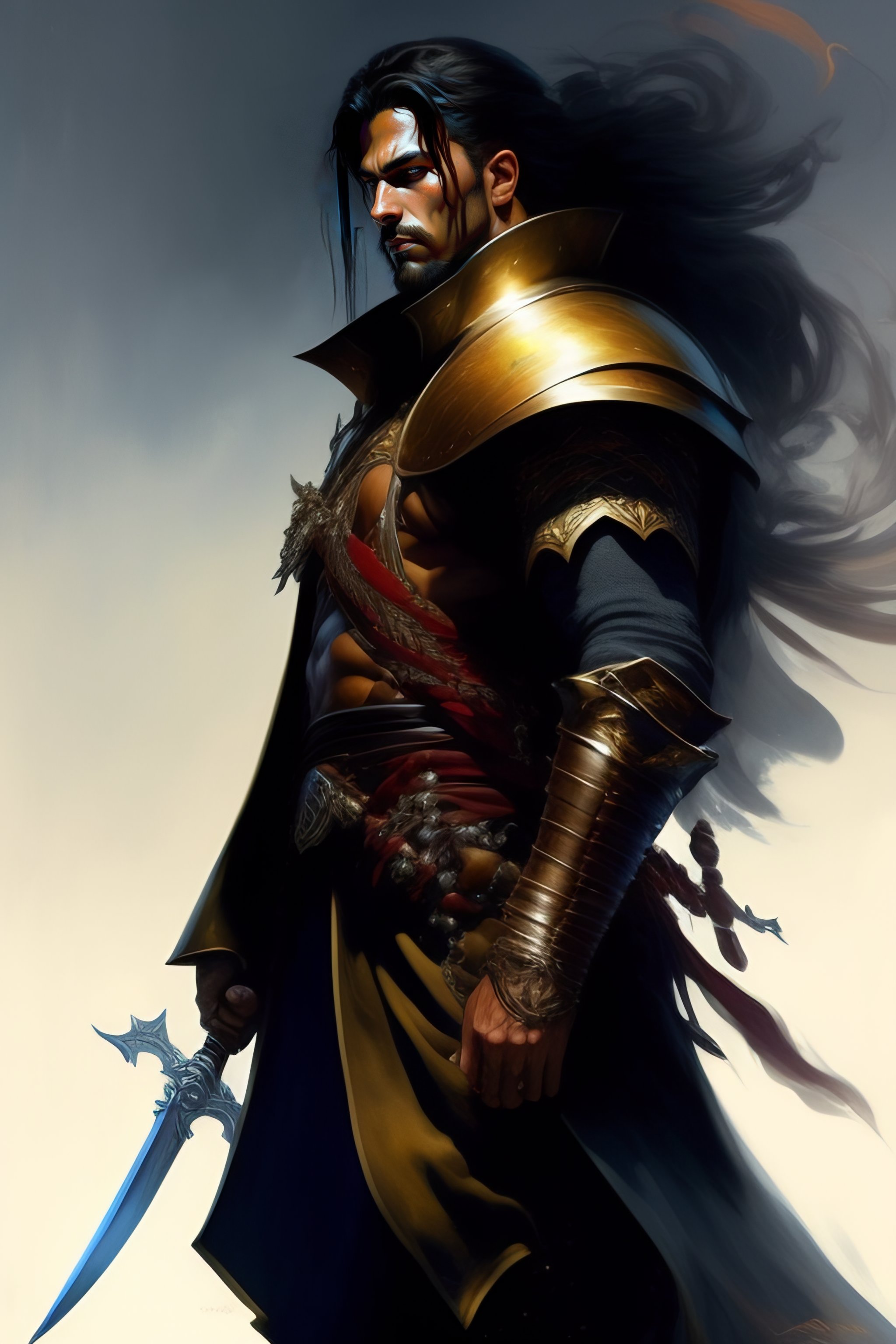 Lexica - A painting of a man with a sword, concept art by Simon Bisley ...