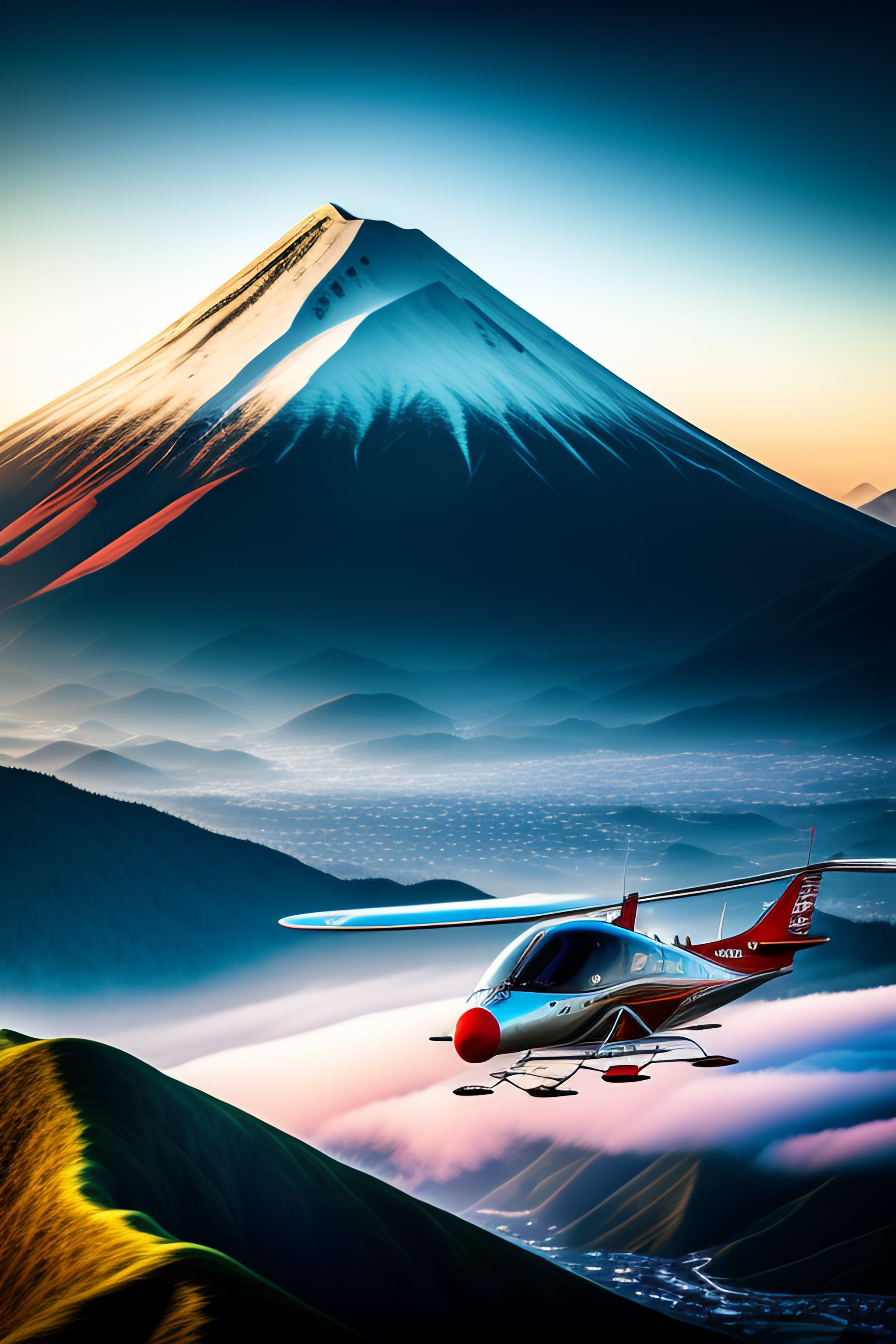 Lexica - Roberto Bernardi ,fuji mountain,airvehicle,8k resoultion, hyper detailed,
