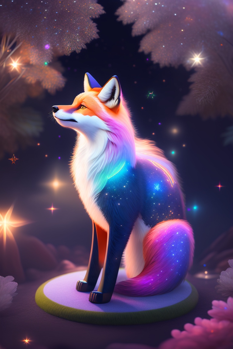 Lexica - "A majestic Galactic Fox resting in an enchanted forest ...